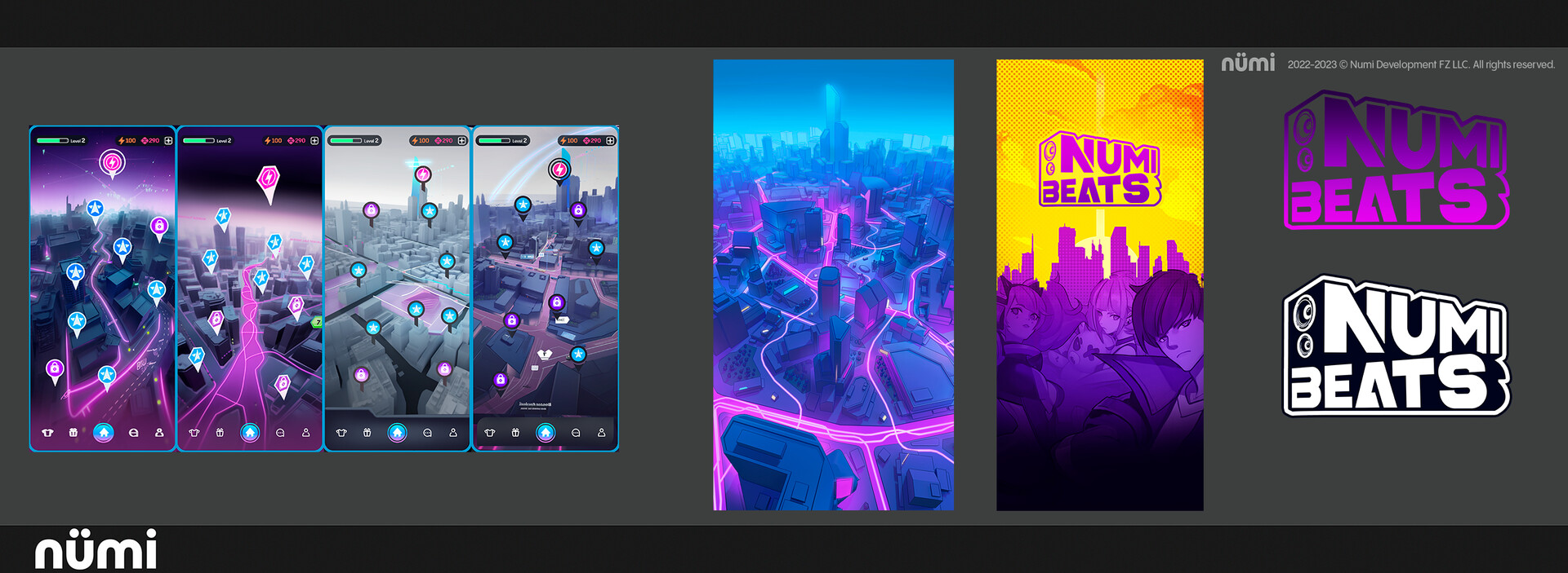 ArtStation - NUMI BEATS - UI : character signature, map, logo for game