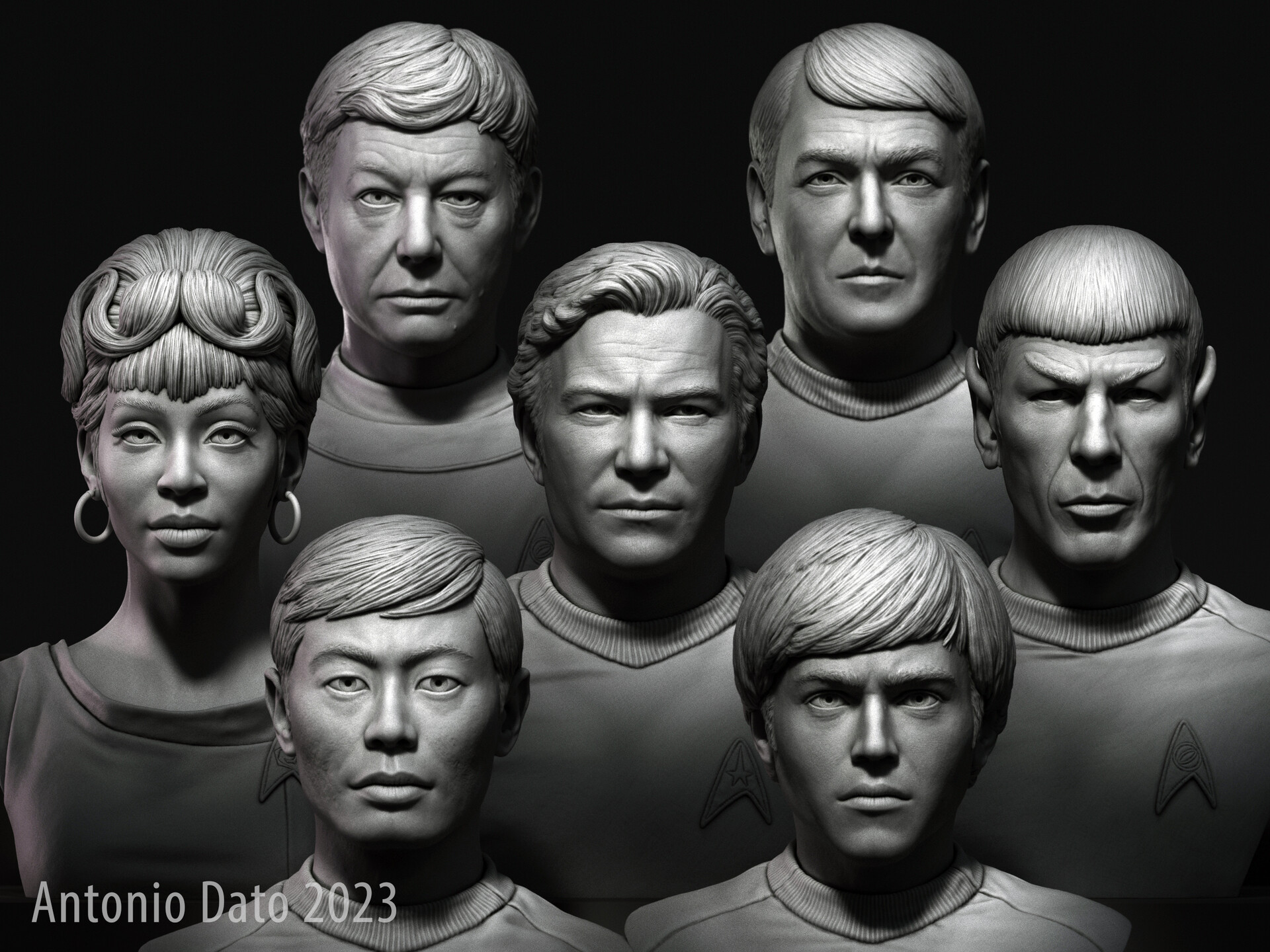 ArtStation - Star Trek TOS main crew, 3D printable bust collection.