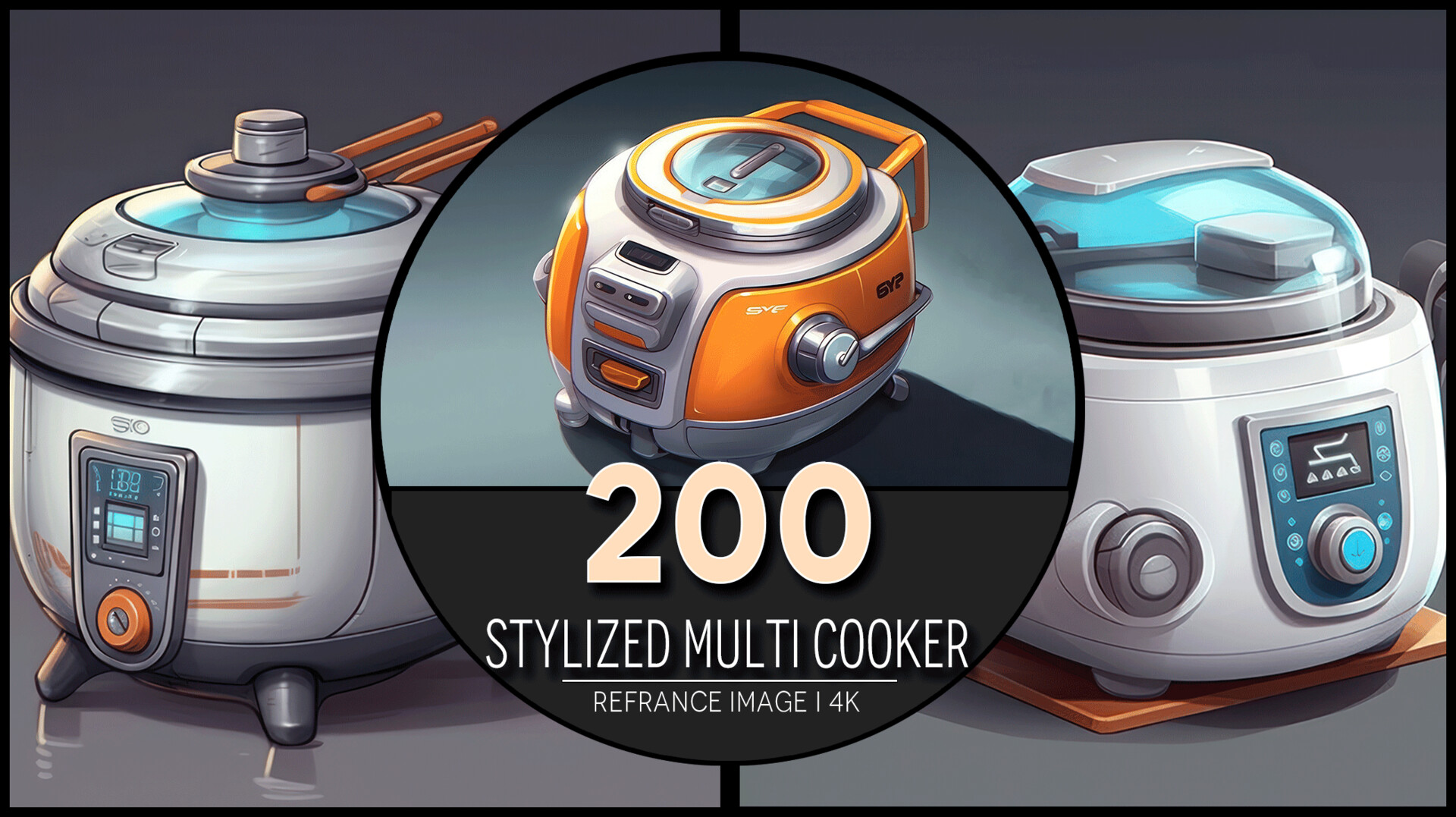 Pixel Ref - Stylized Multi Cooker 4K Reference/Concept Images