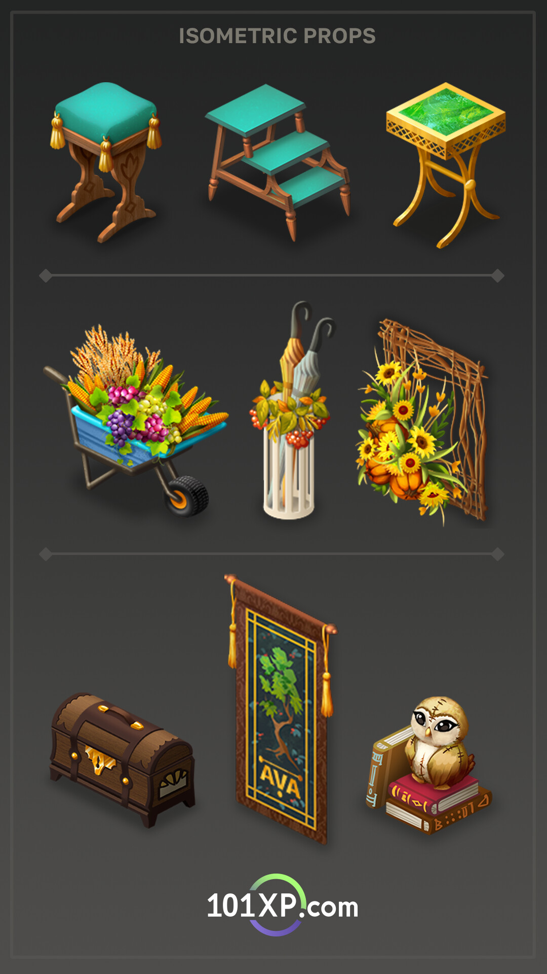 ArtStation - Isometric props 2D ART 101xp AvatarLife