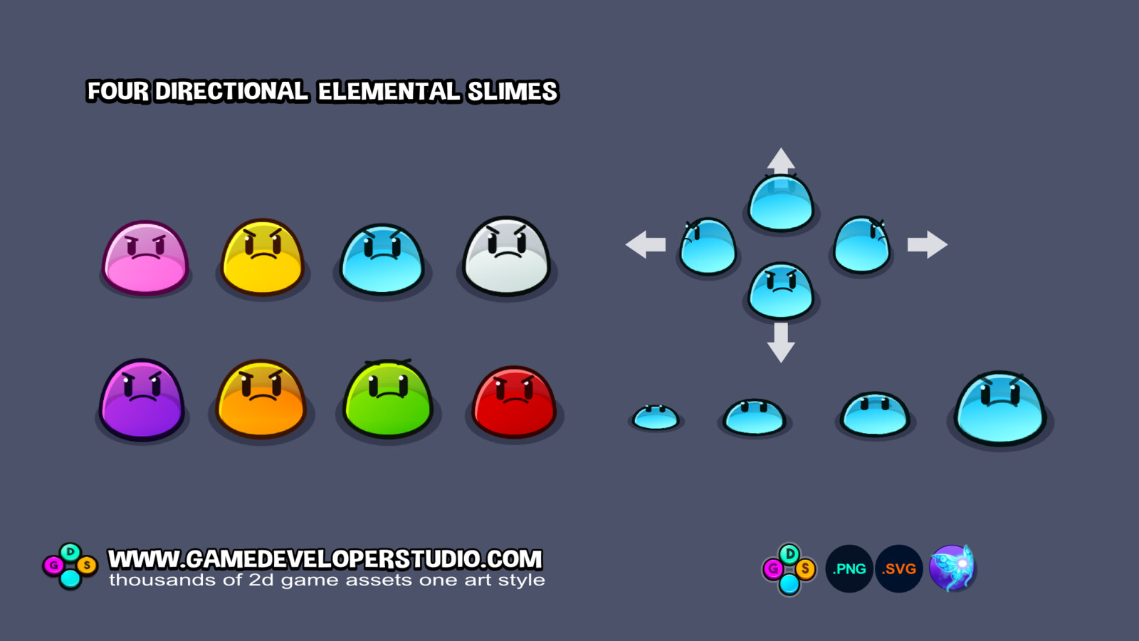 Robert Brooks - Animated four directional elemental slime enemies