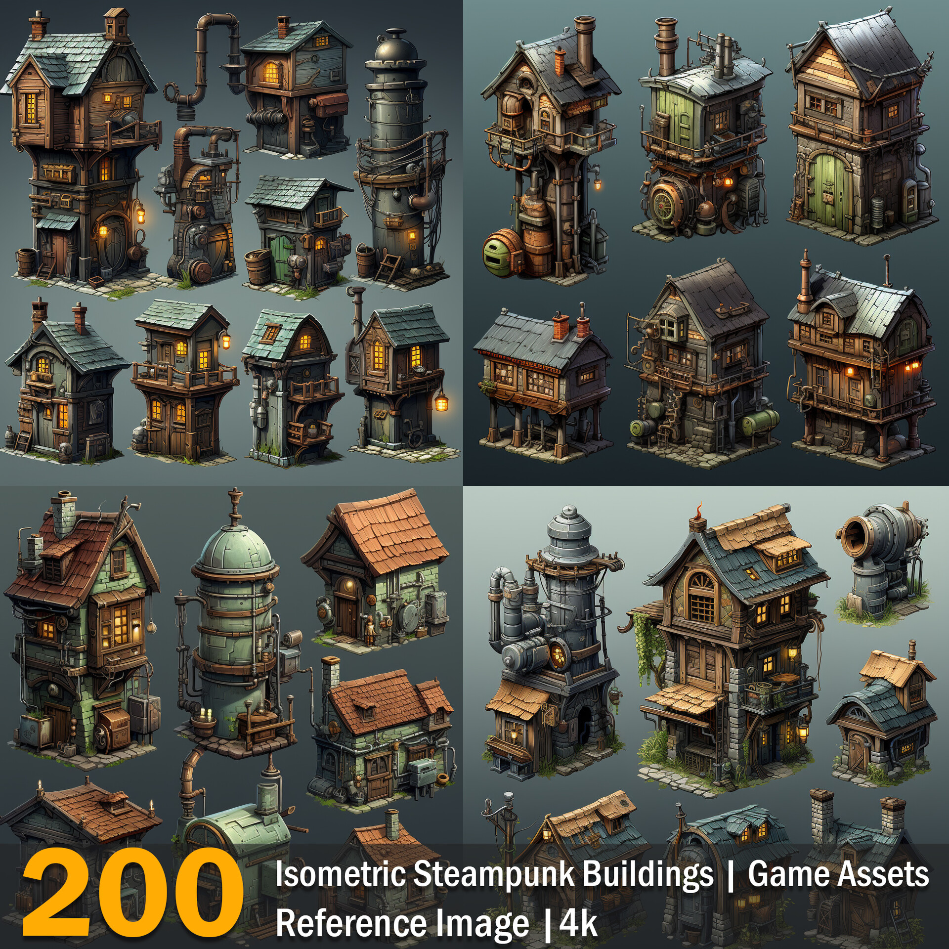ArtStation - Isometric Steampunk Buildings | Game Assets | Reference ...