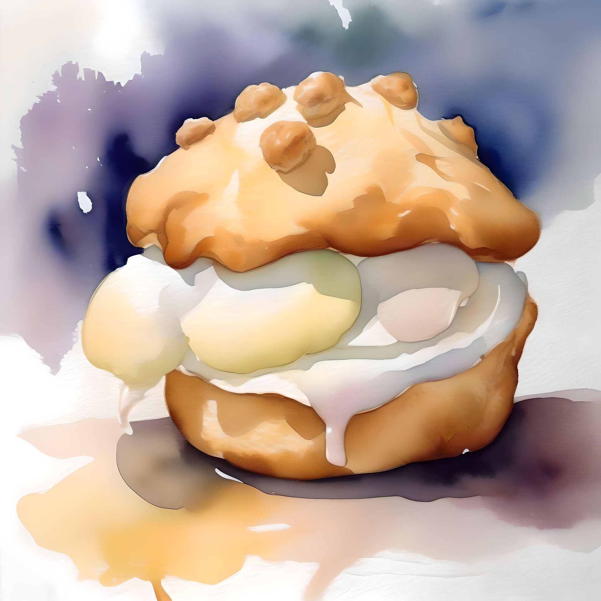 ArtStation - National Cream Puff Day D - January 2 - Watercolors & Pen