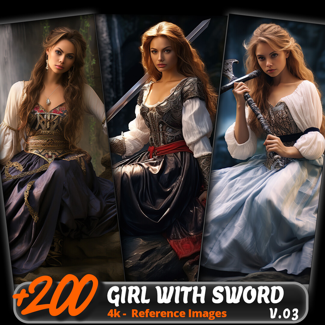 ArtStation - GIRL WITH SWORD VOL. 03/ 4K/ Reference Image