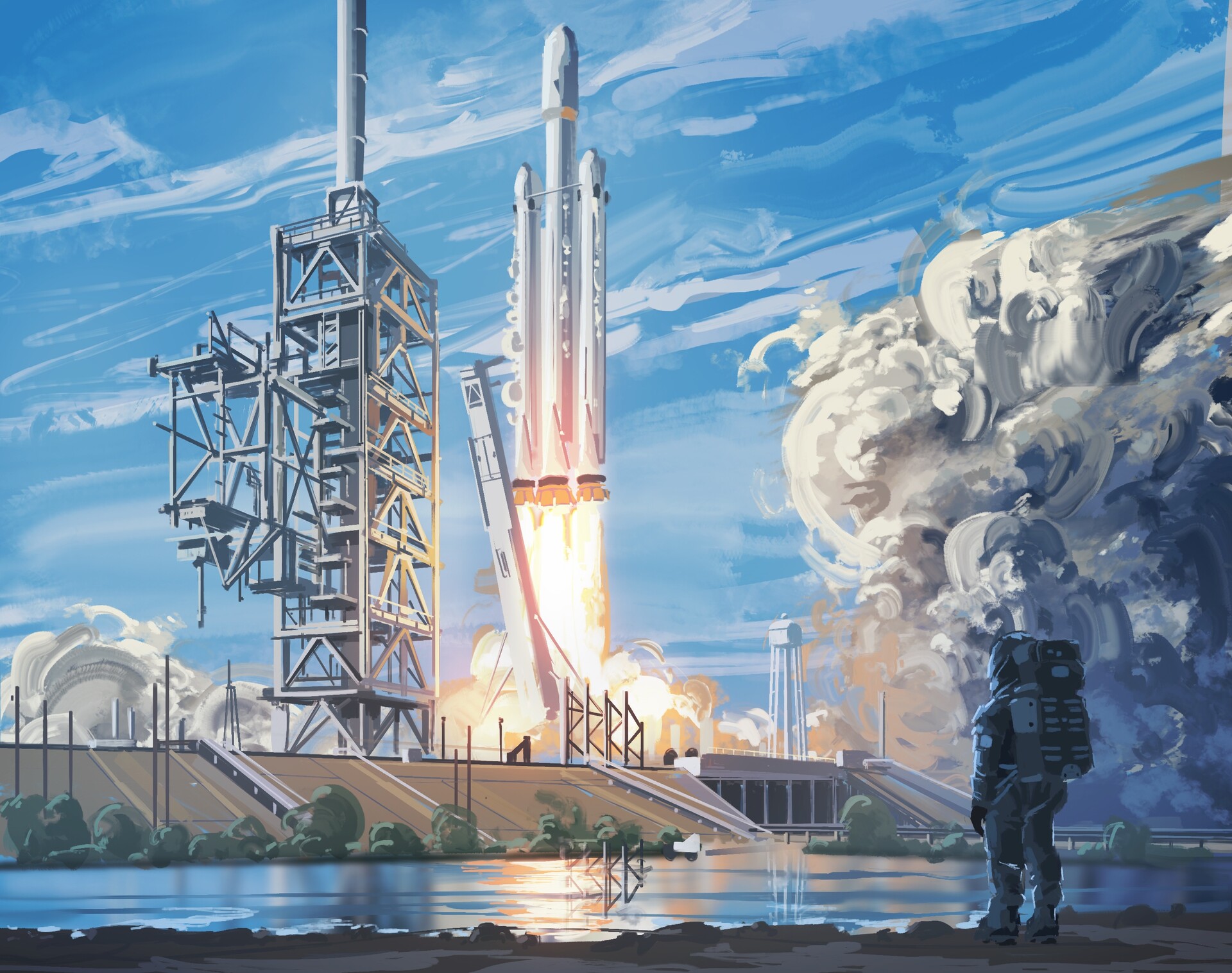 ArtStation - Falcon Heavy Launch SpaceX