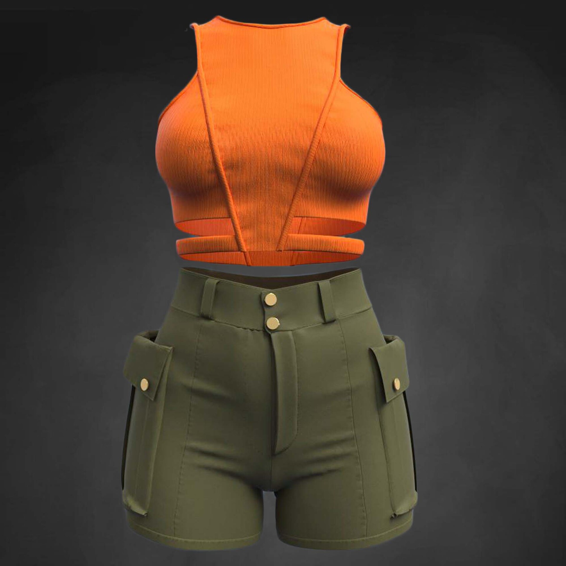 ArtStation - crop top & cargo short