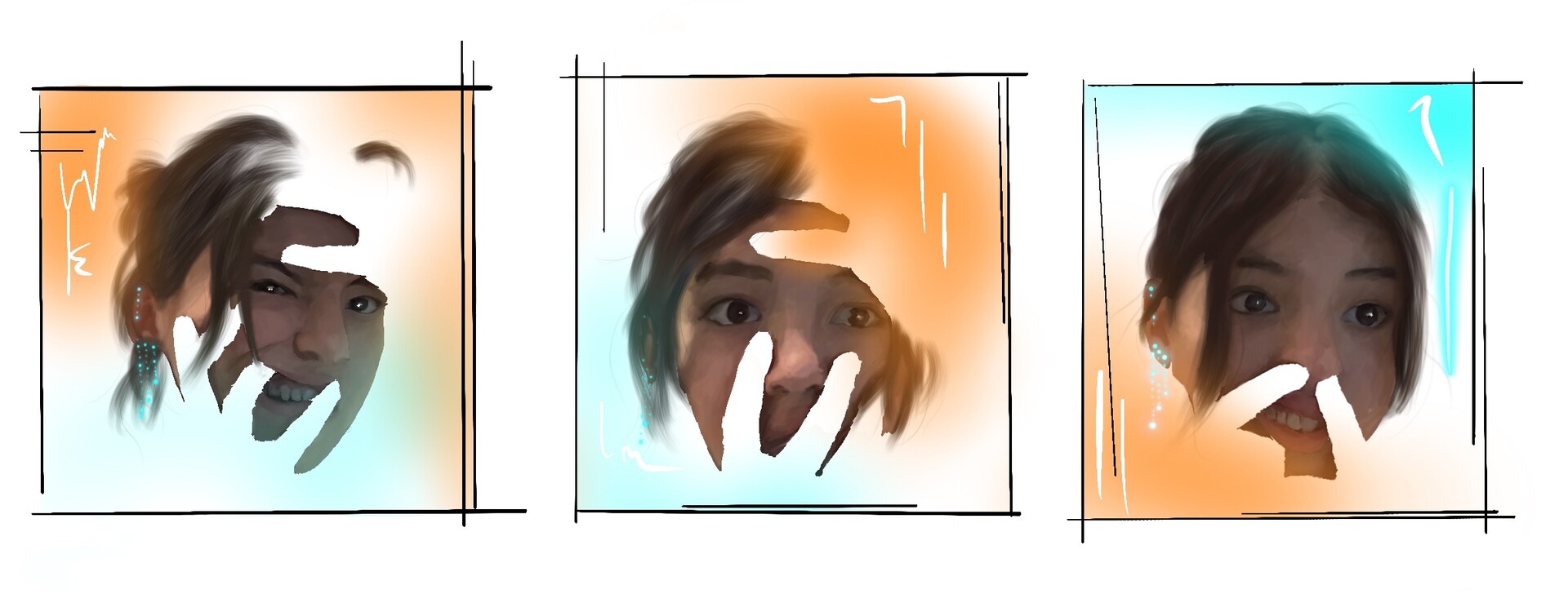 ArtStation - Self Portraits Triptych