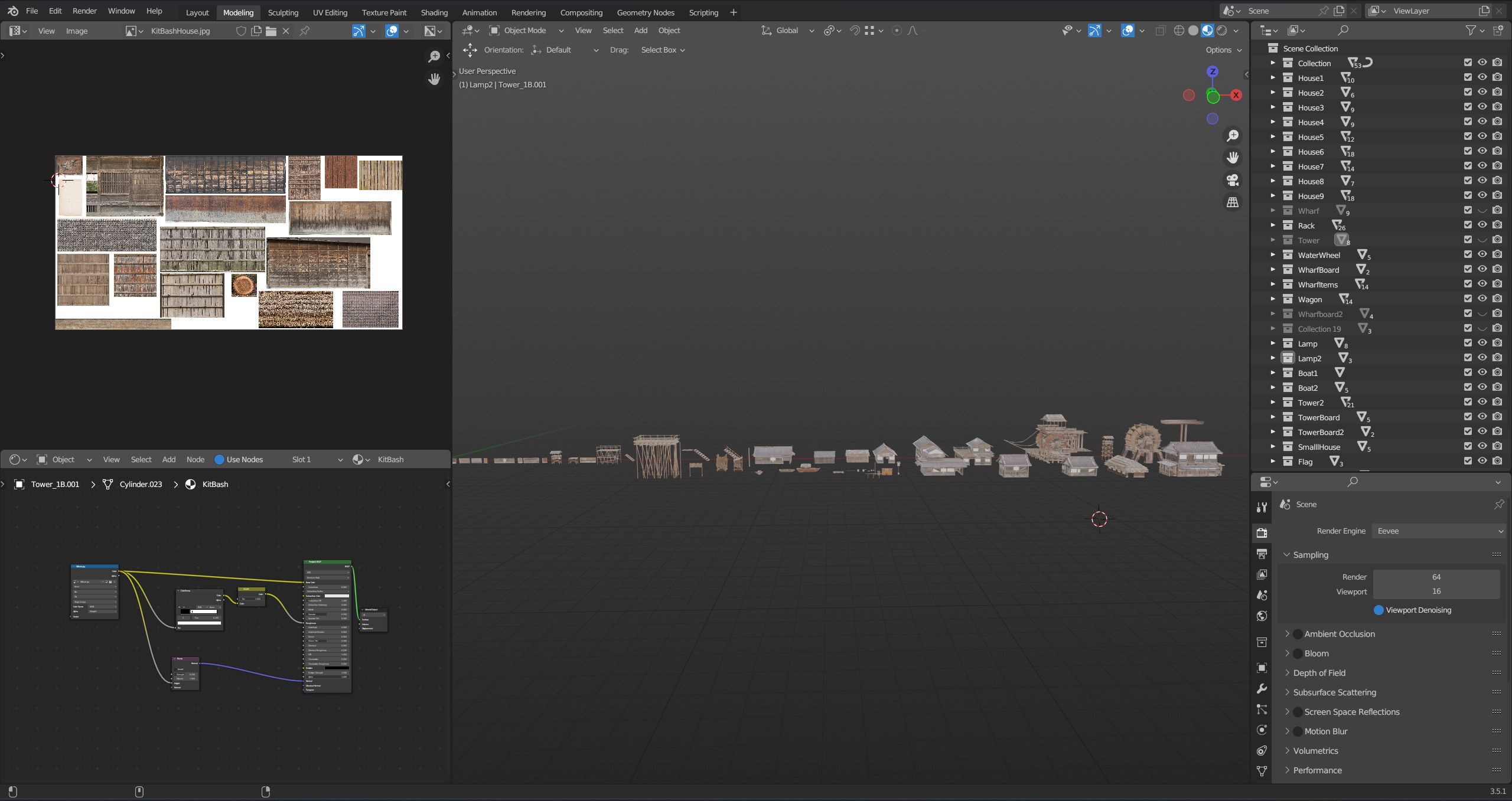 Dongbo (Bob) Liu - Moonlight Ancient Chinese City - Kitbash practice in Blender and 3D ...