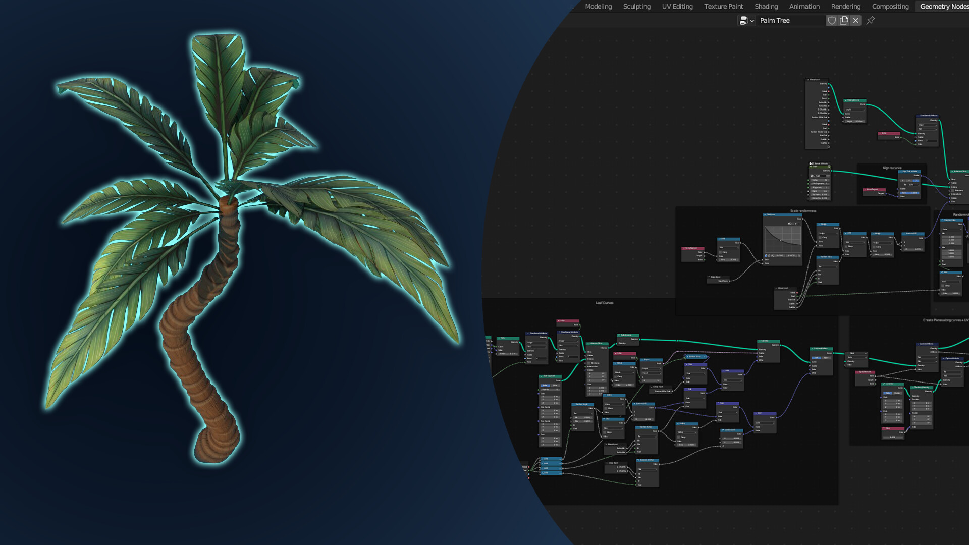 3D Tudor - Blender 4 Palm Tree Geometry Node