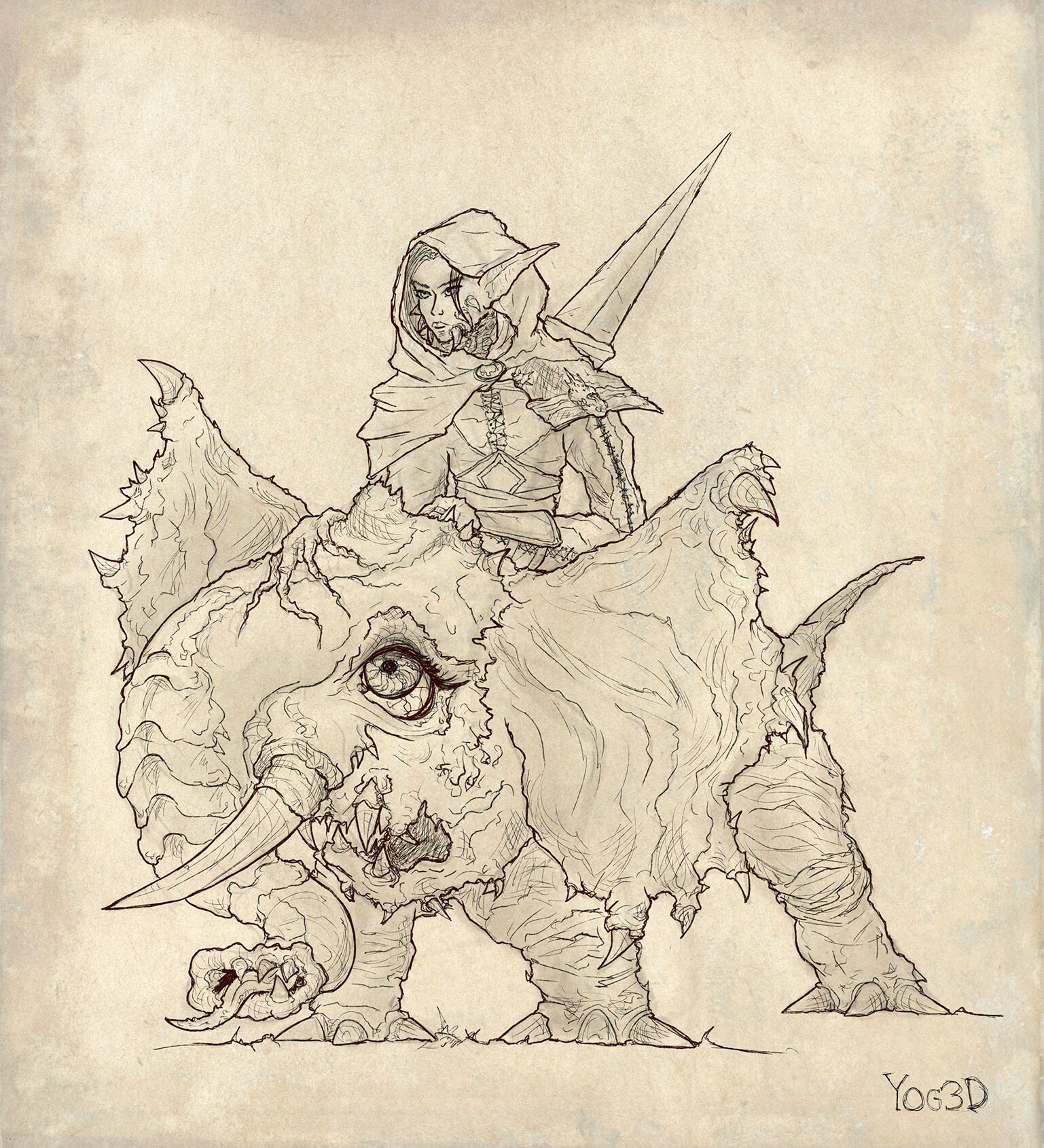 ArtStation - Symbiote-elf Sentinel, 2D sketch