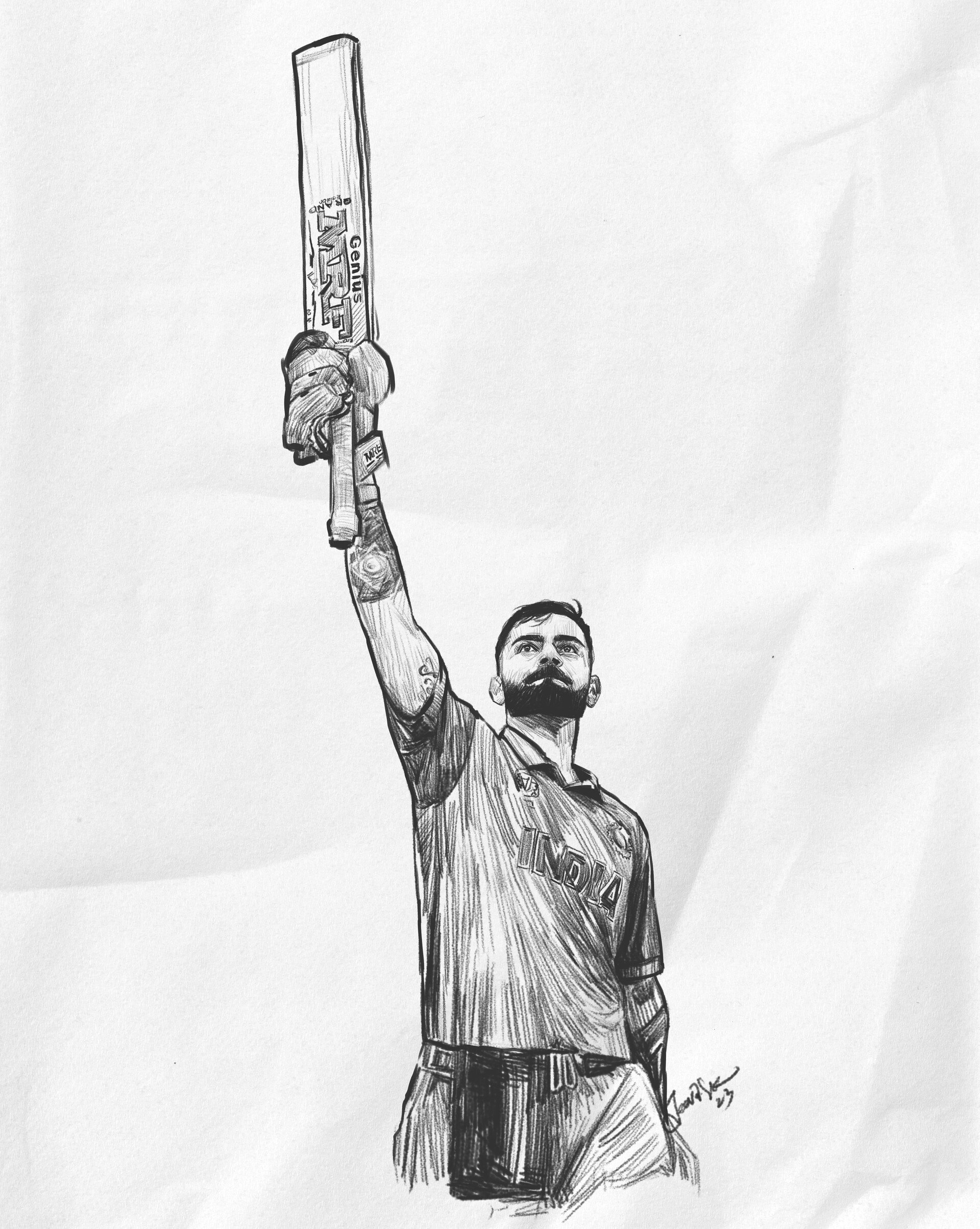 ArtStation - #INDvsNZ Virat Kohli Pencil Sketch 2023 50th Century Movement