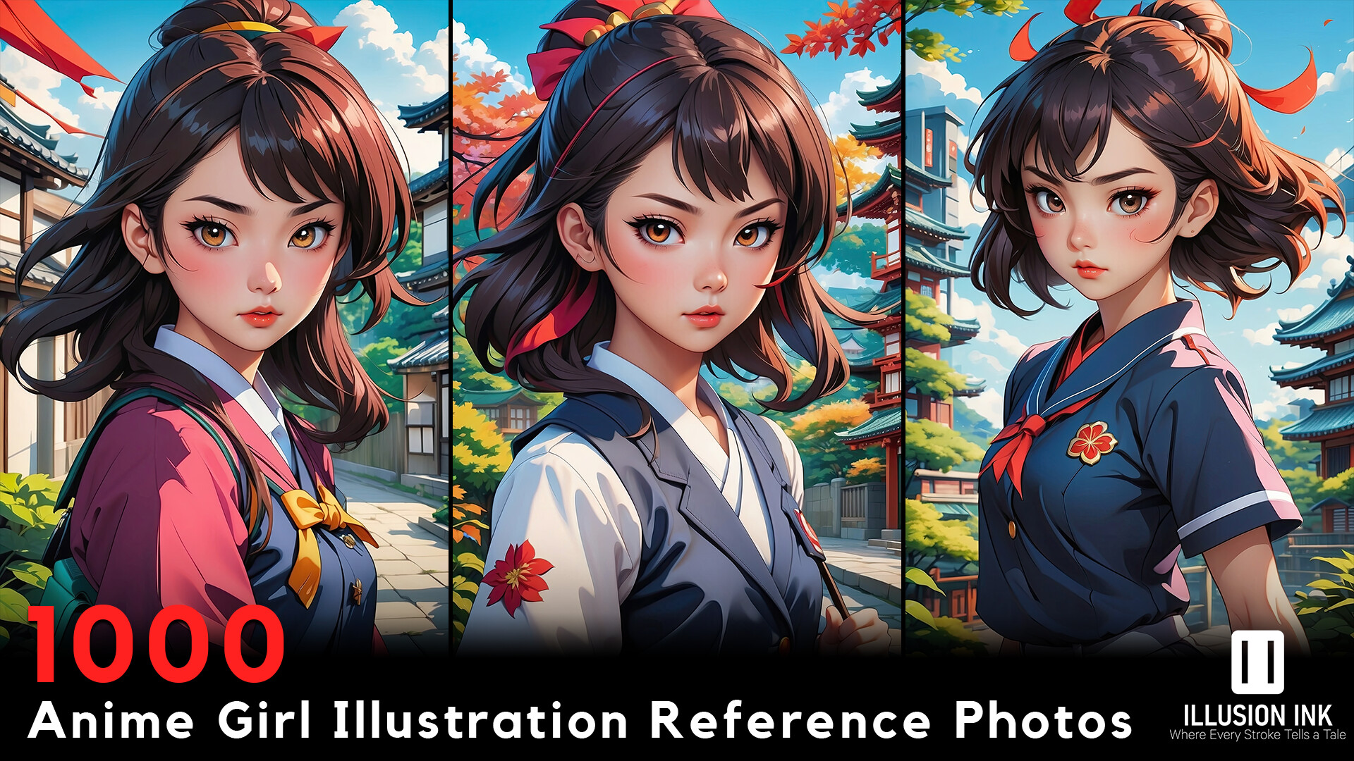 ILLUSION INK - 1000 Anime Girl Illustration Reference Photos | 8K