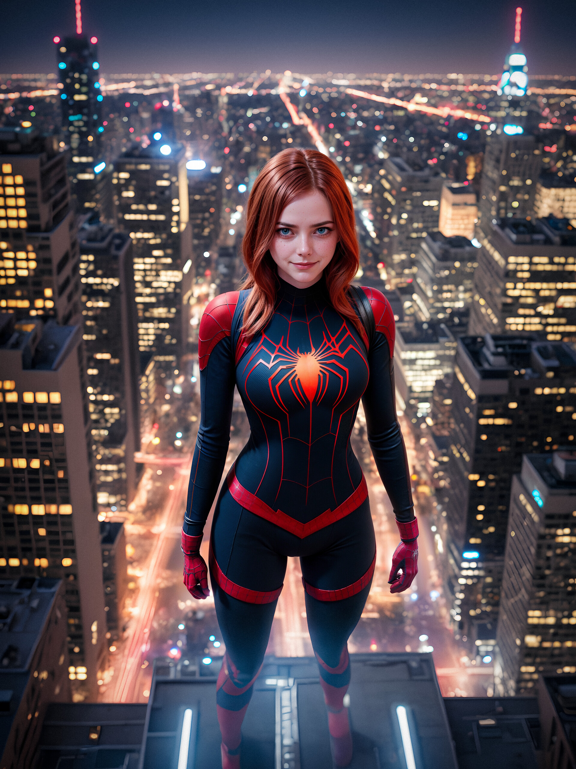 ArtStation - Spider-Girl on a roof in New York city