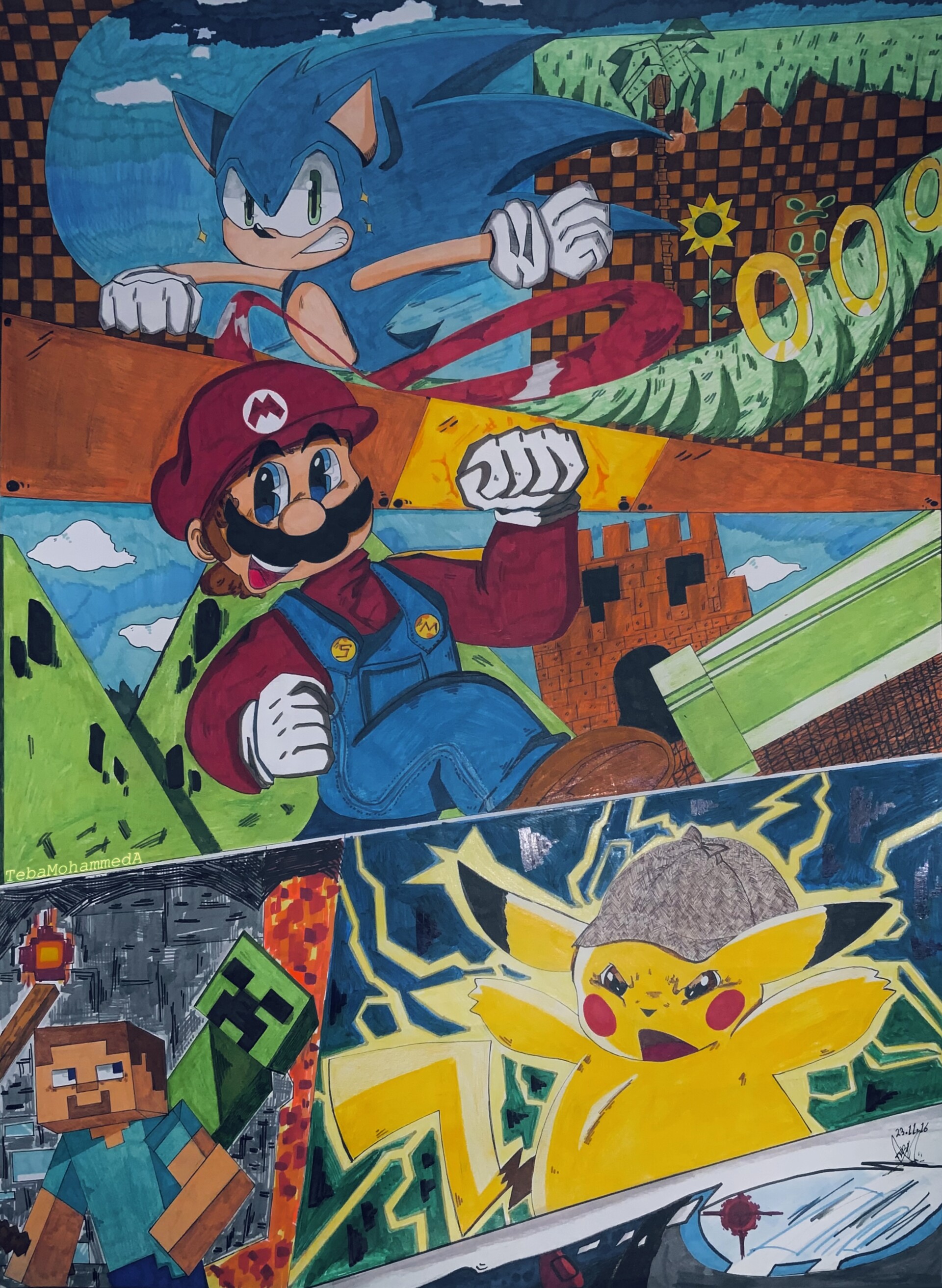 ArtStation - sonic,mario,pikachu, steve and black among us