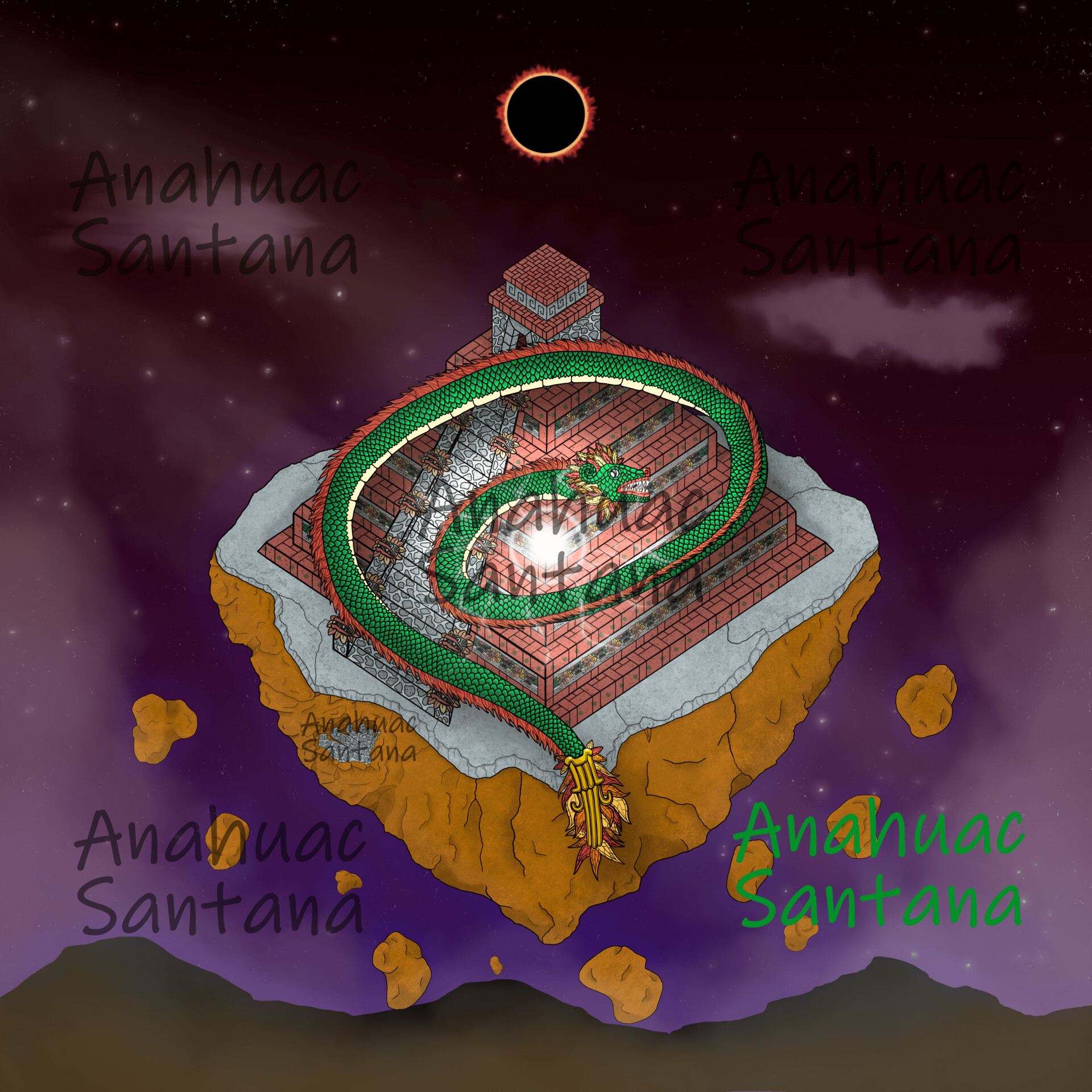 ArtStation - Feathered Serpent Under a Solar Eclipse