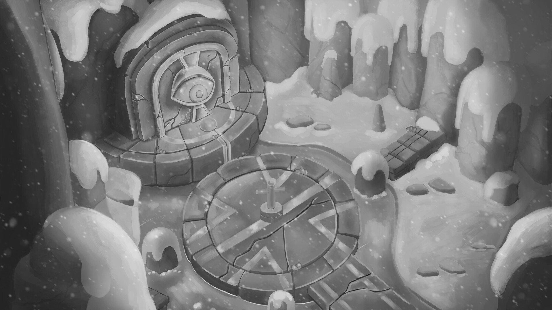 Tessa De Vletter - Isometric Snow Temple Environment