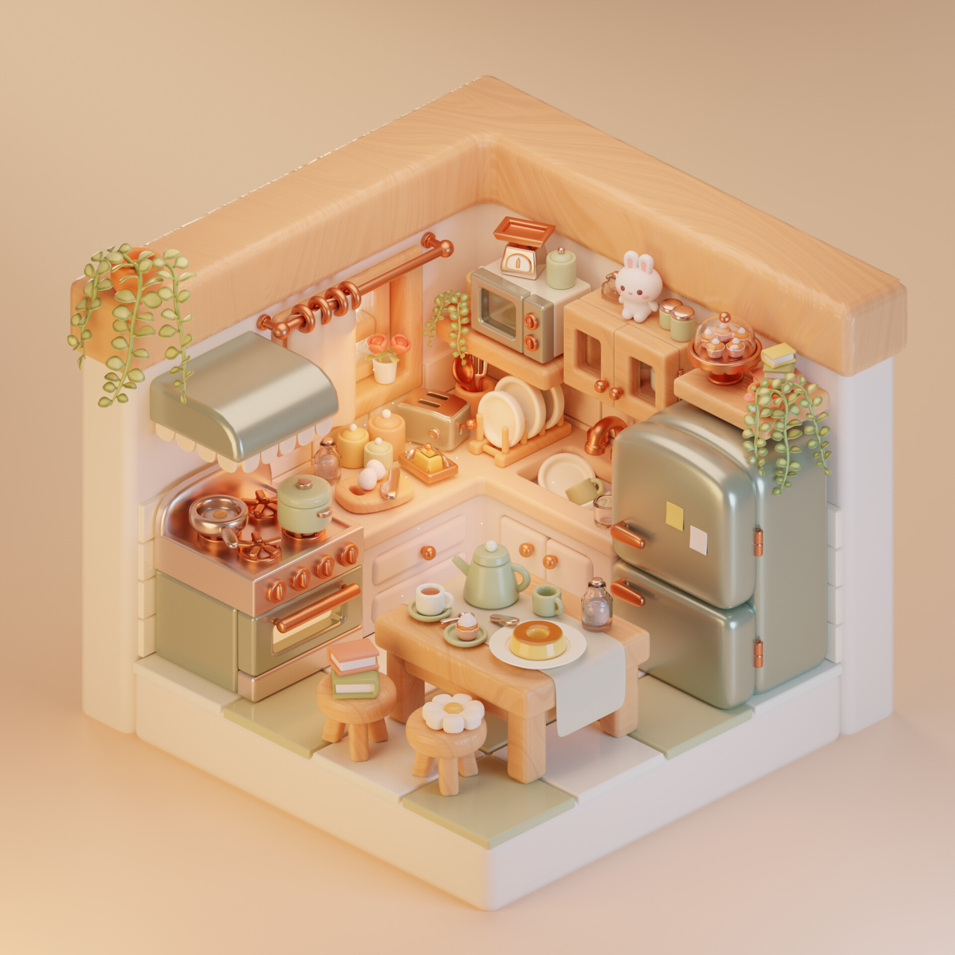 ArtStation - 3D Isometric Kitchen