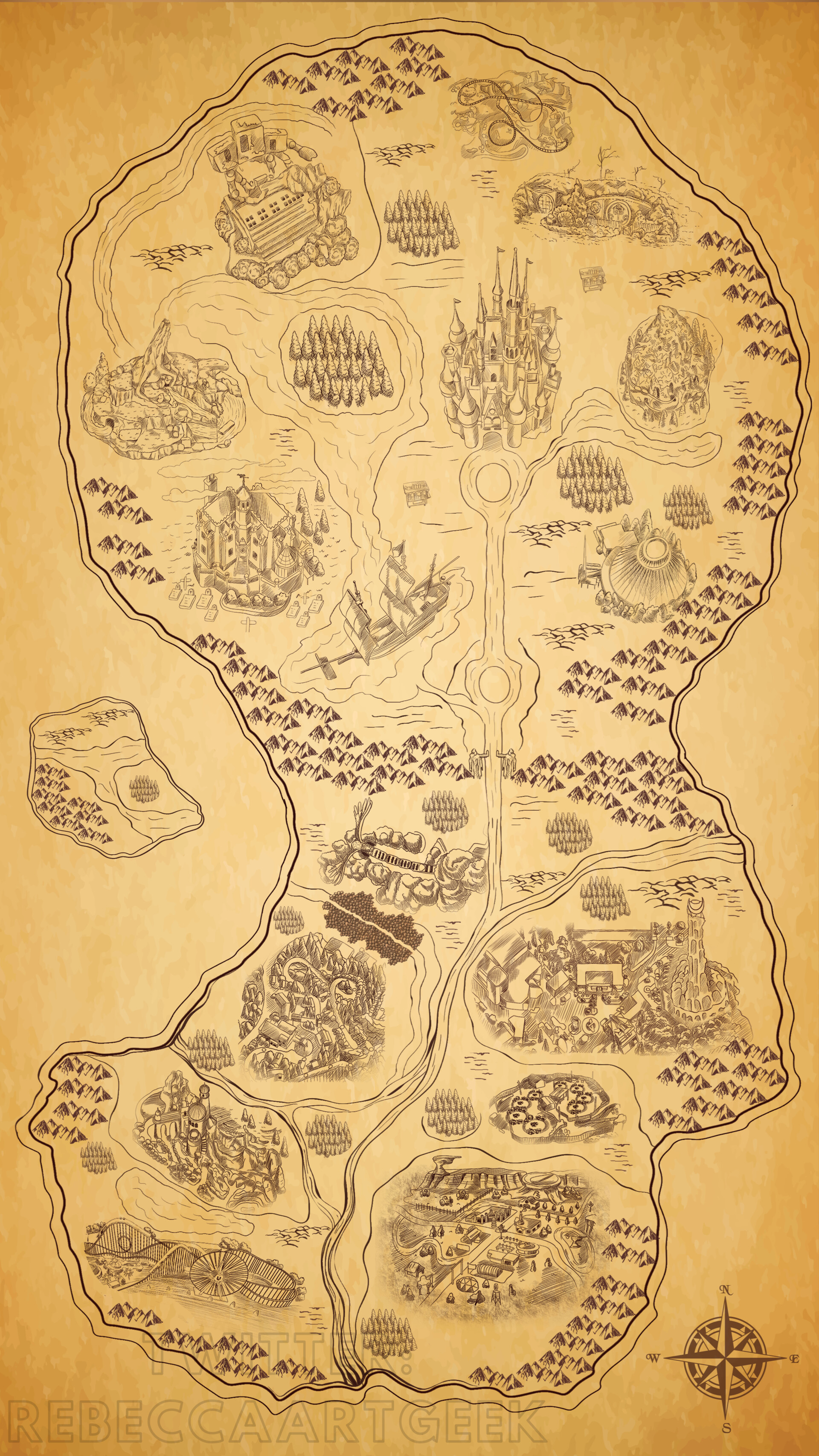 ArtStation - Disneyland and California Adventures Custom Map