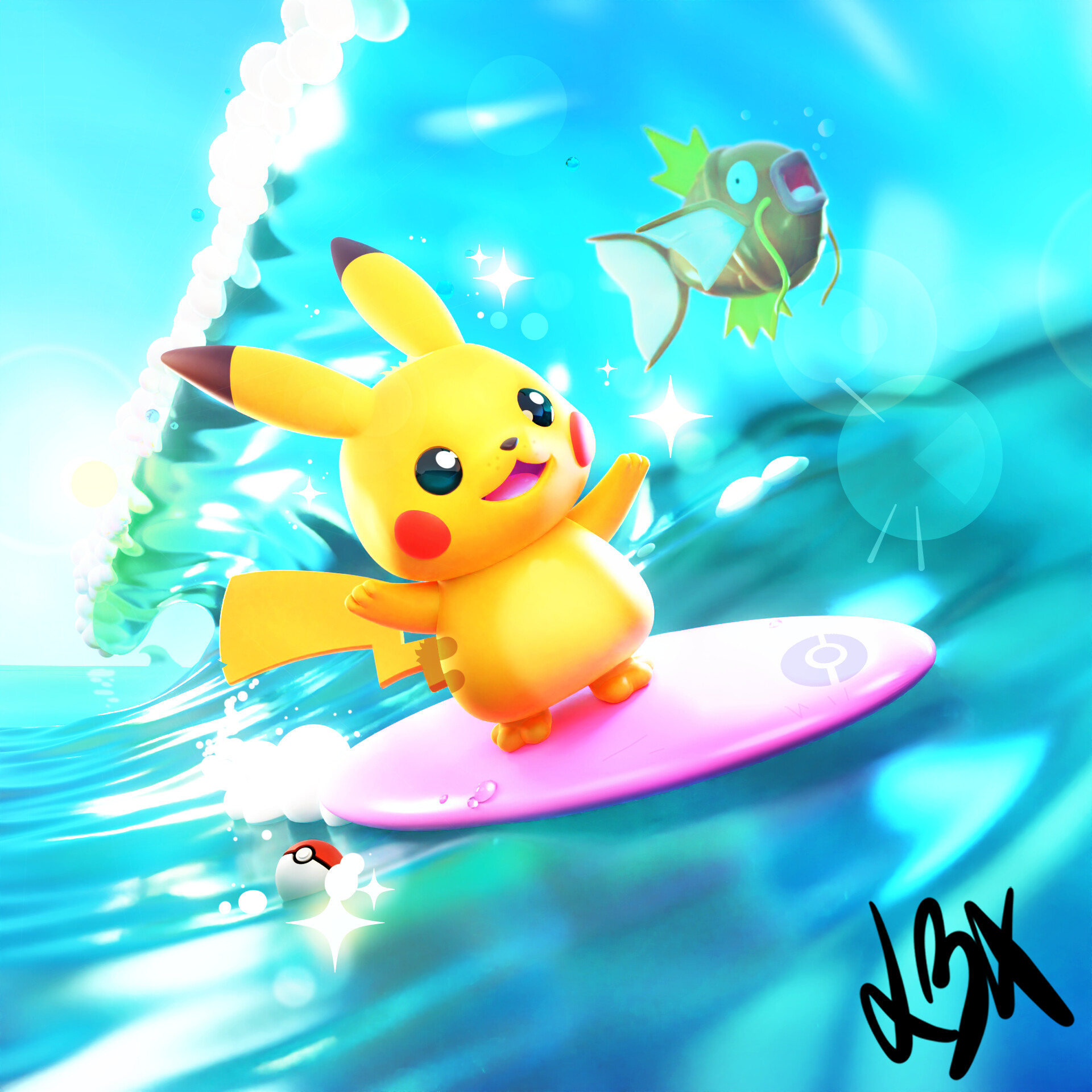 ArtStation - Surfing Pika