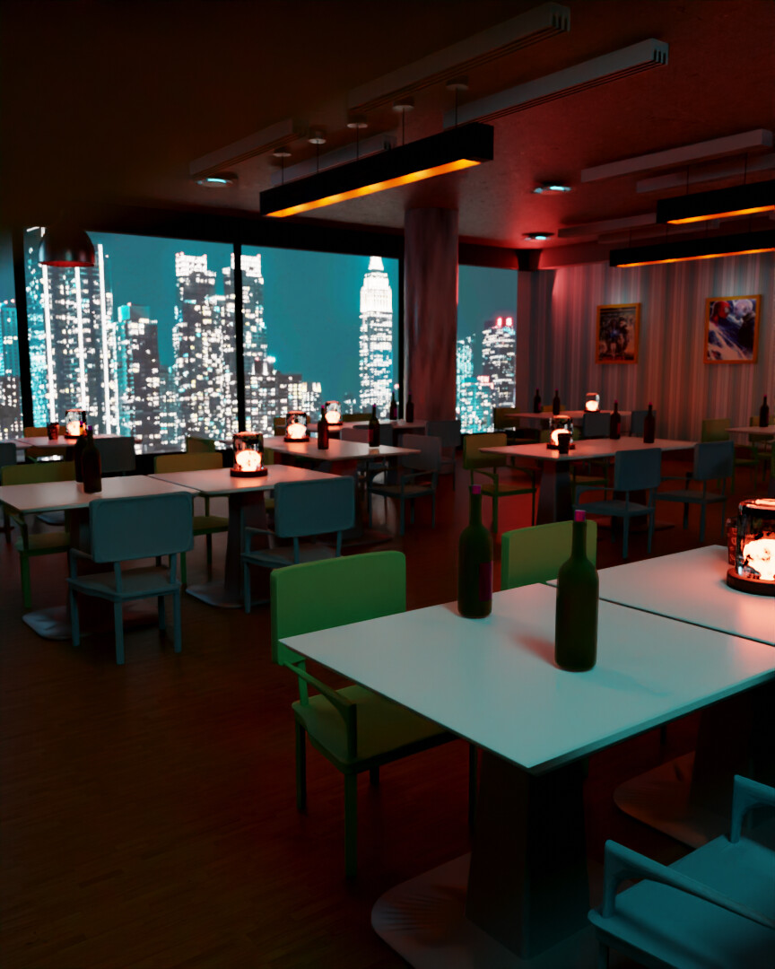 ArtStation - 3D Realistic Architectural Restaurant