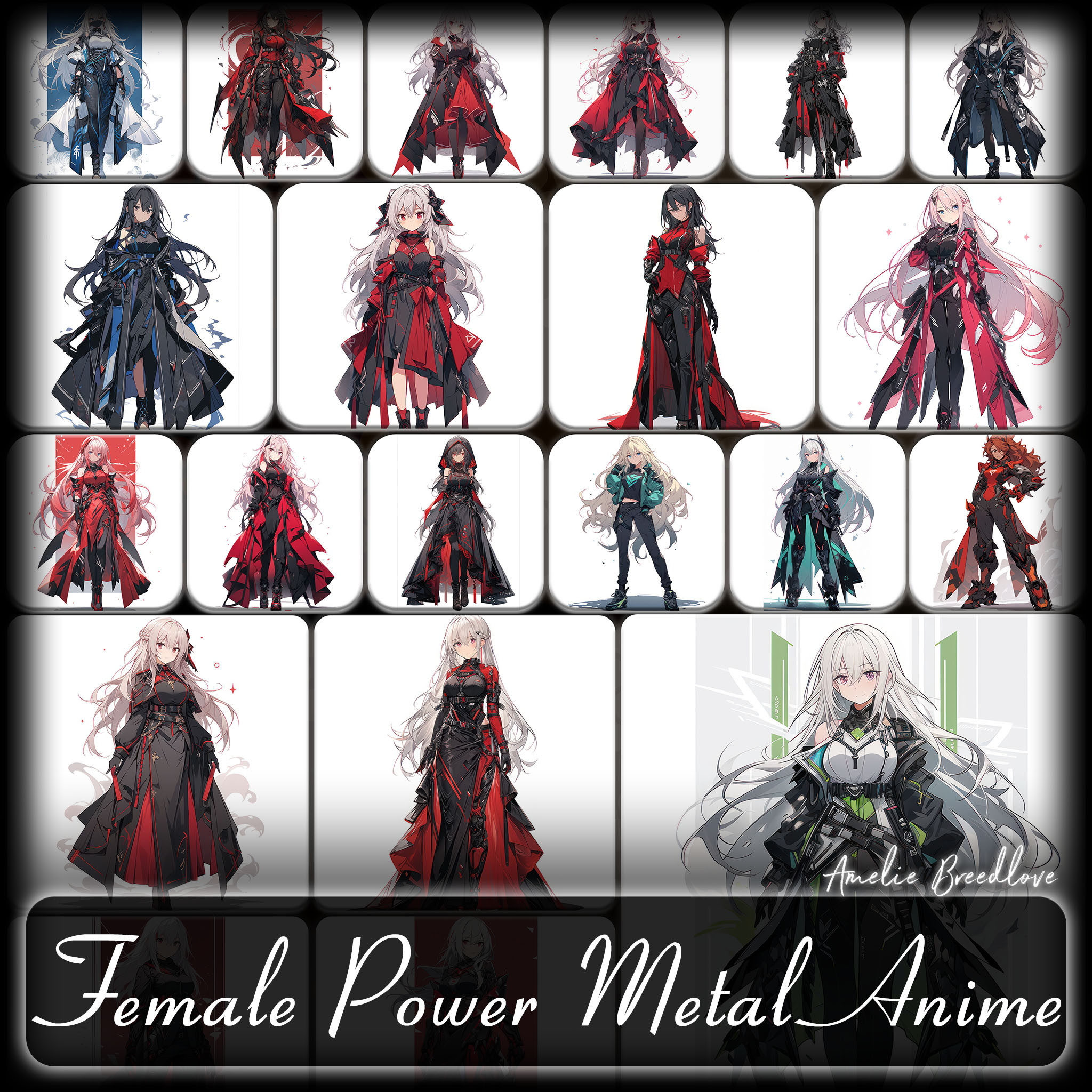 Amelie Anime - 200 Female Power Metal Anime (Full Body) Reference Pack ...