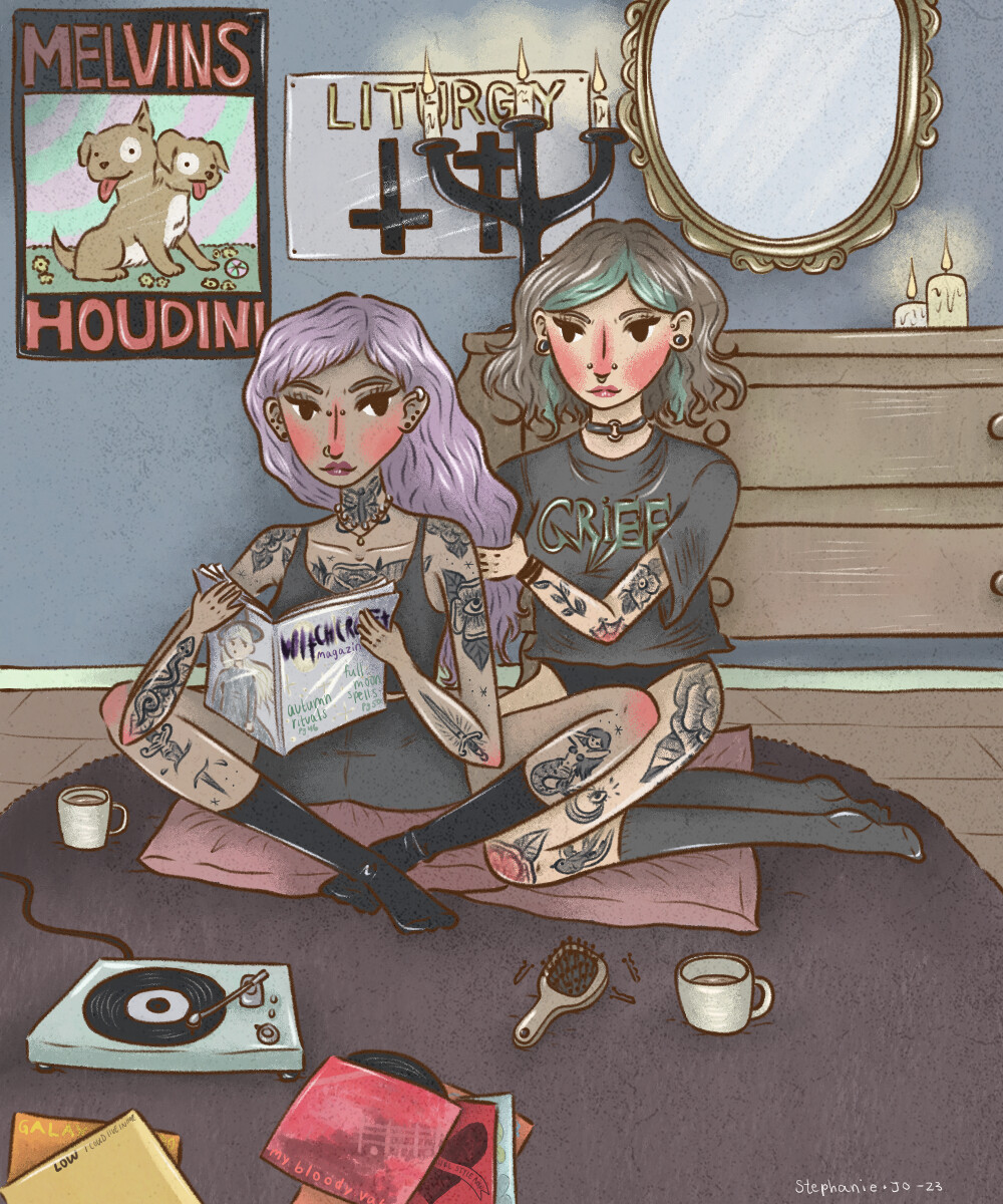 ArtStation - metal ladies having a chill night in