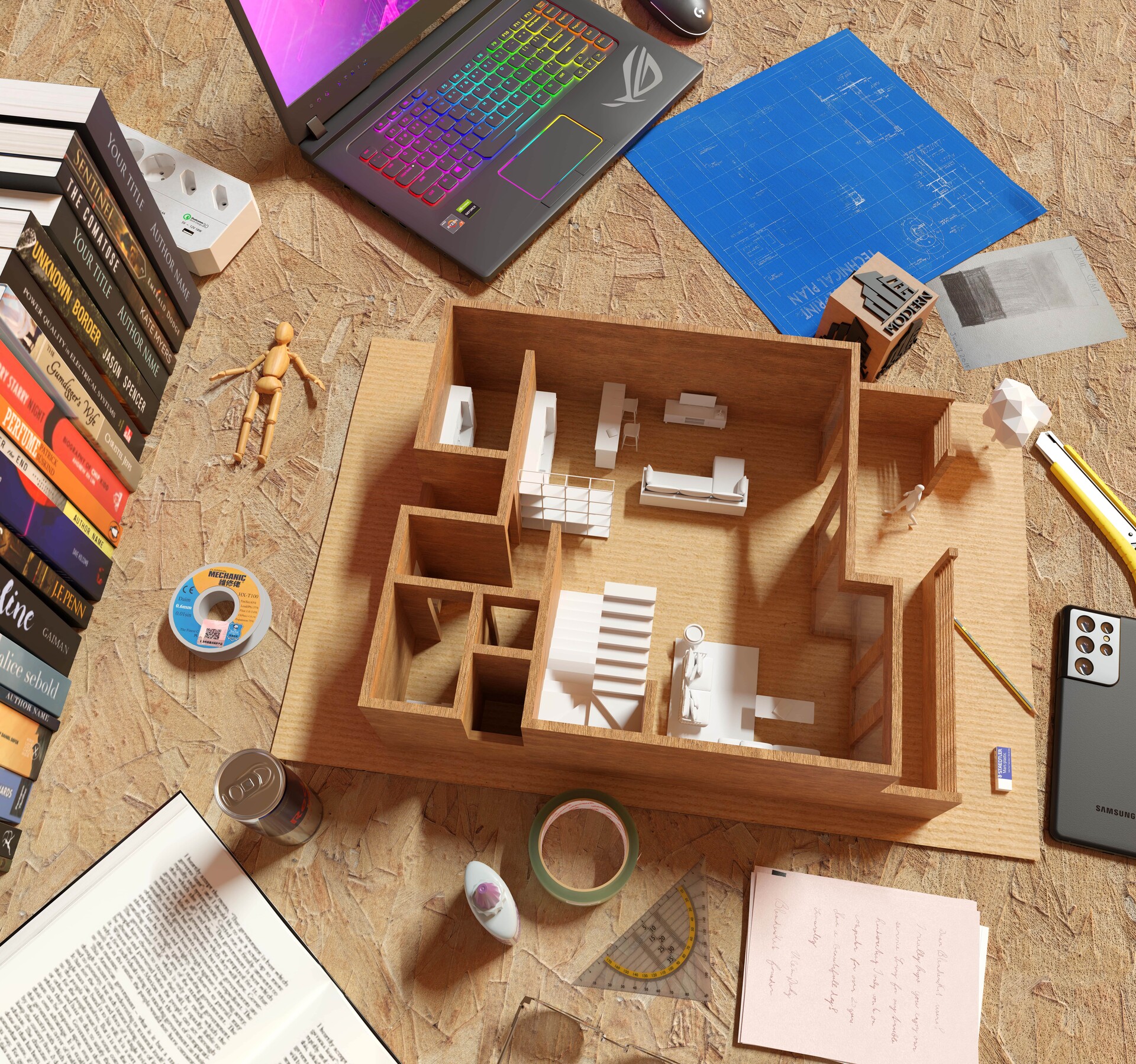 ArtStation - Maquette of a small modern house