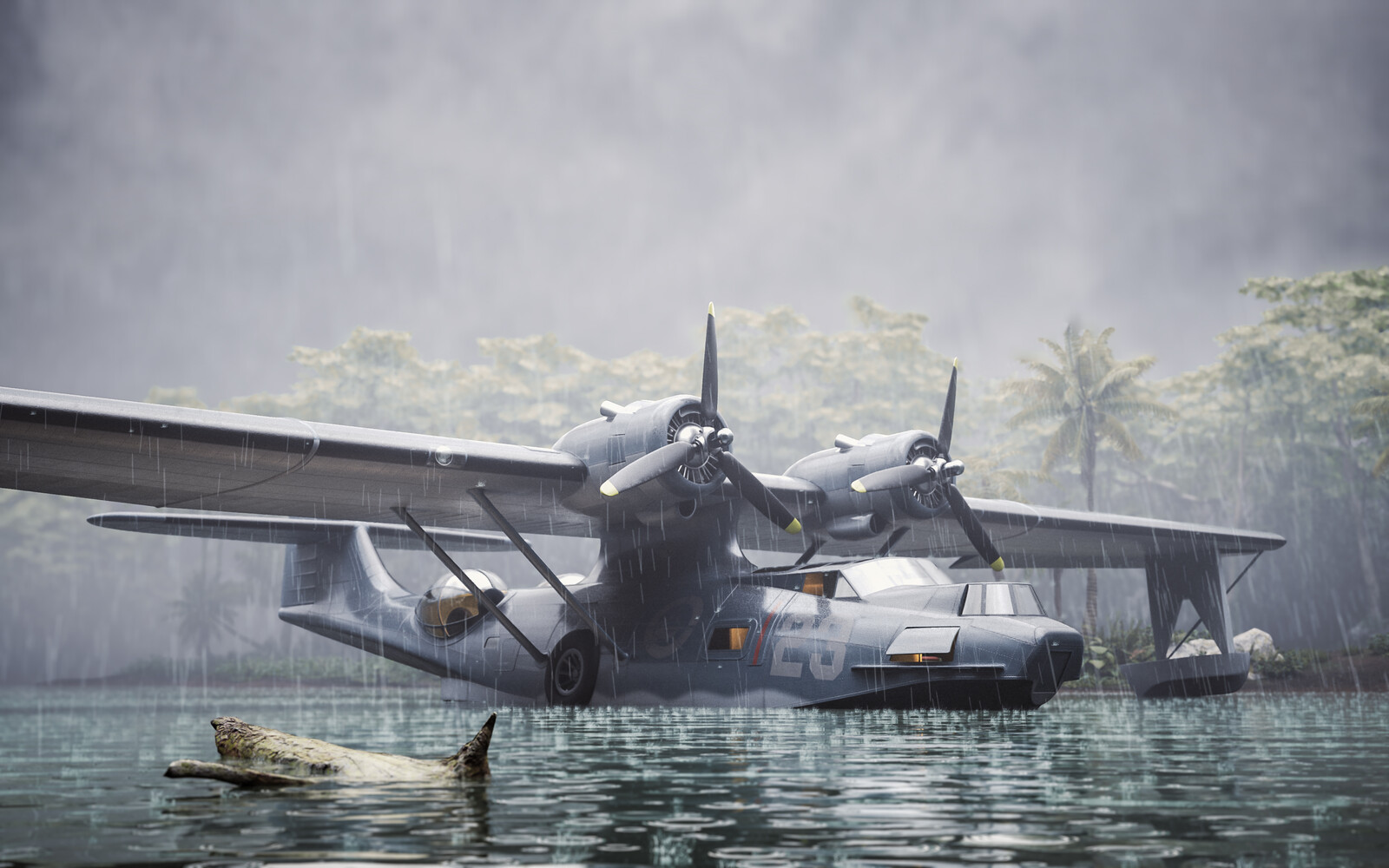 DNKd - PBY Catalina on a rainy morning