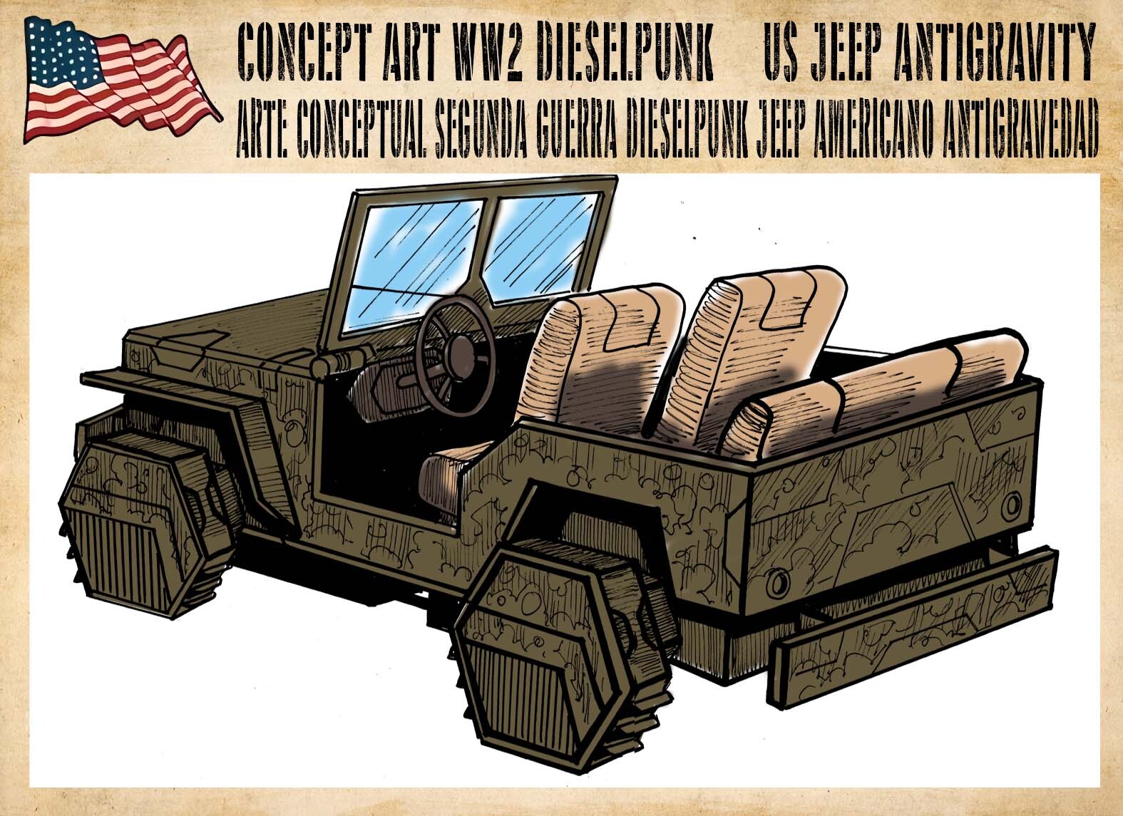 ArtStation - ww2 dieselpunk vehicle jeep 1