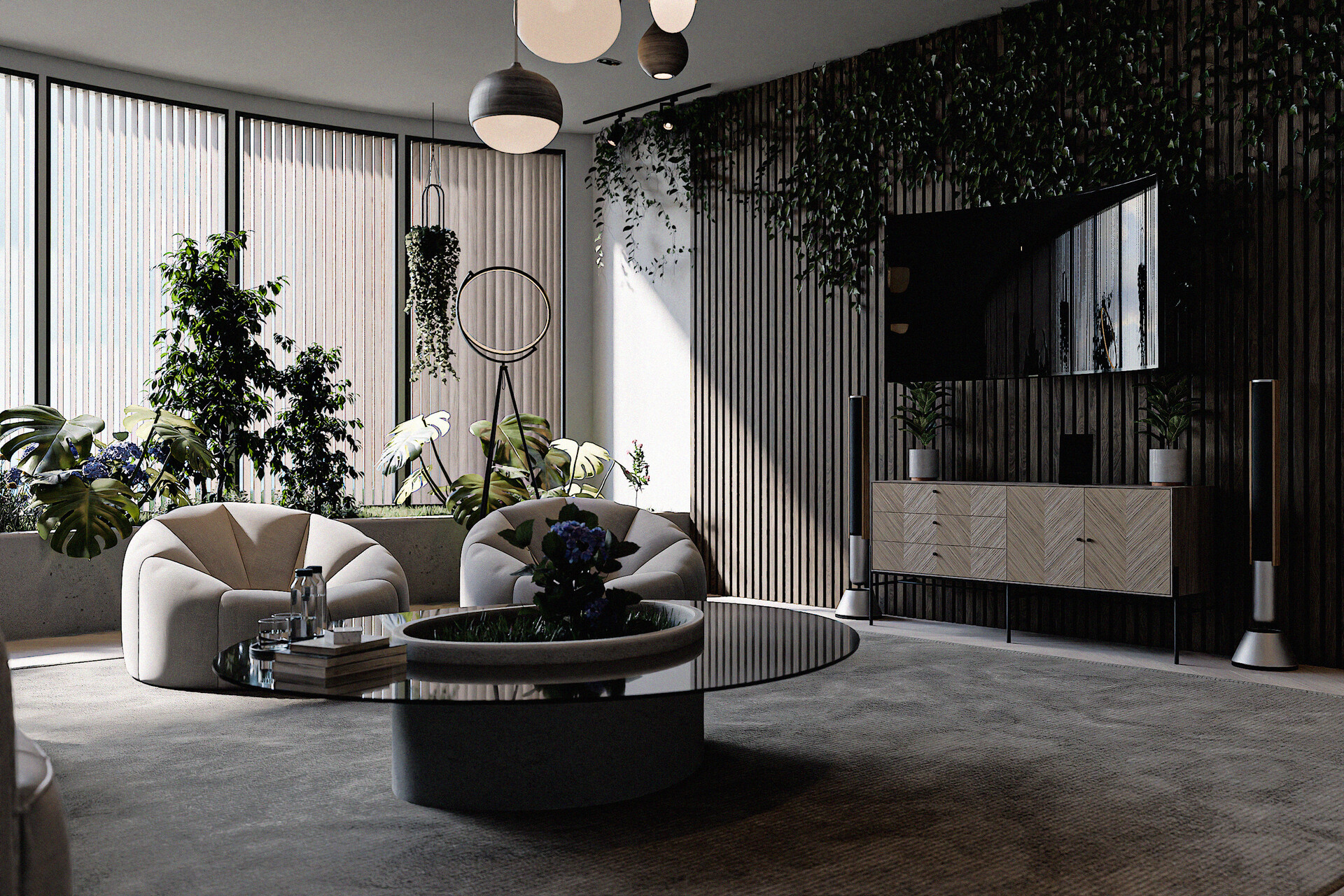 ArtStation - Biophillic Living Room Interior