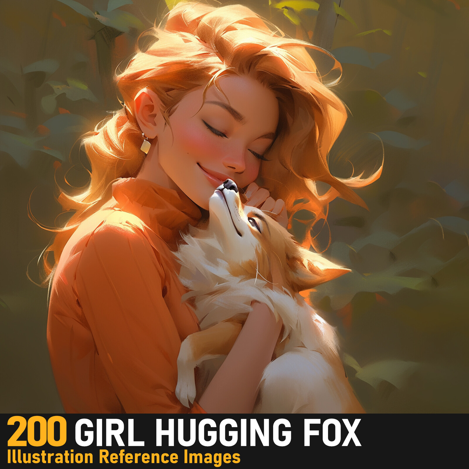 Vio - Girl Hugging Fox VOL.20|4K Reference Images