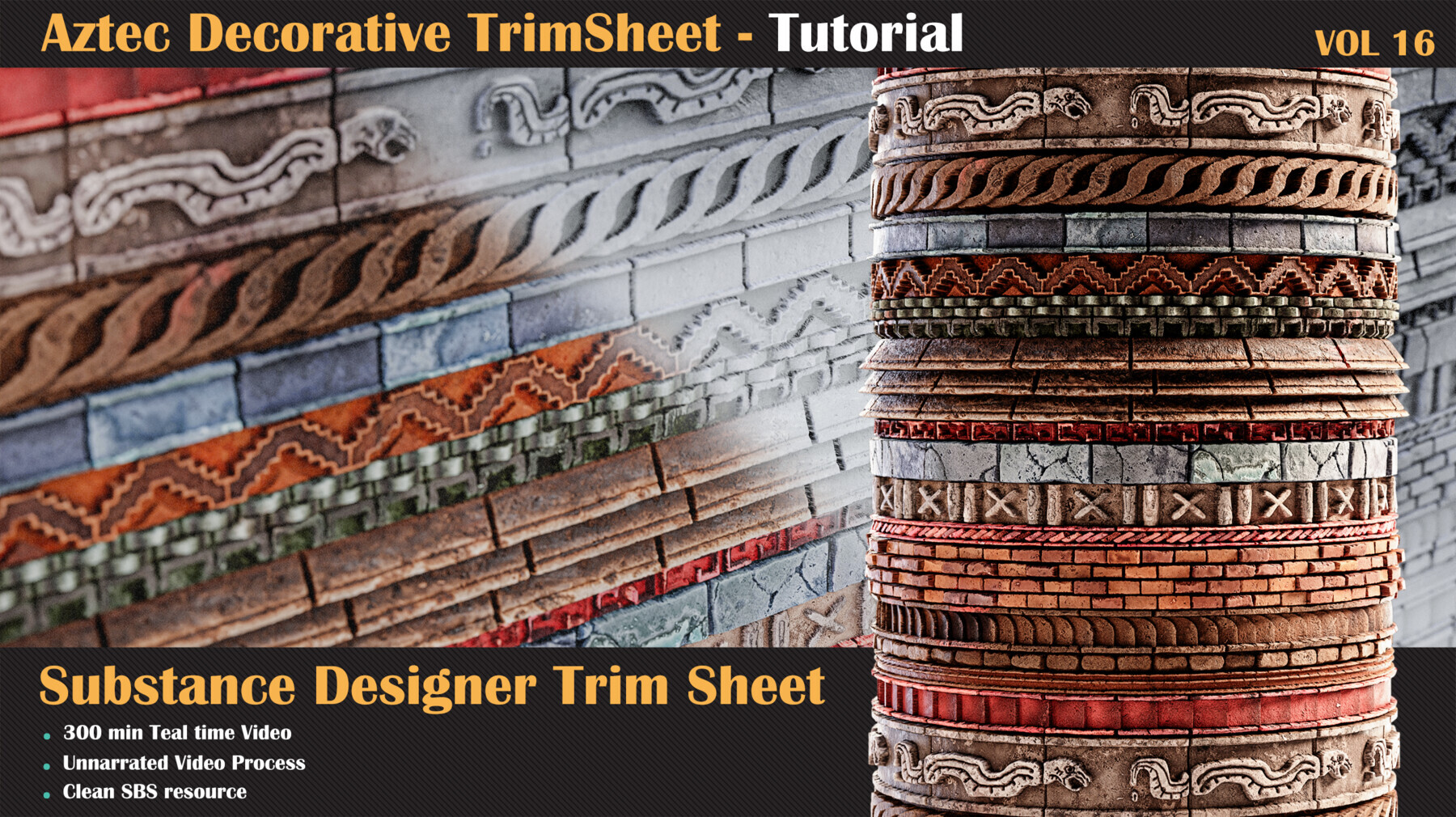 ArtStation - Aztec Trim Sheet Tutorial - VOL 16