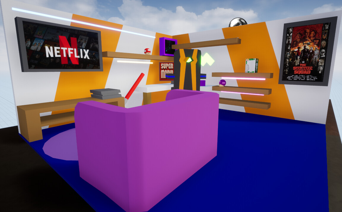 ArtStation - blue orange gaming room project