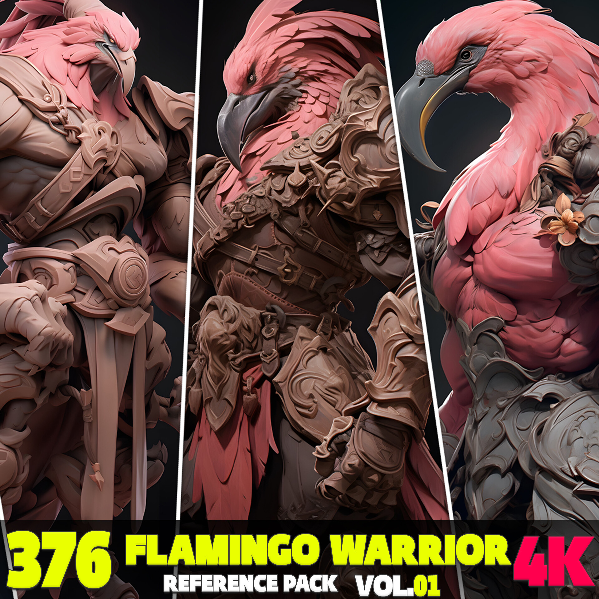 ArtStation - 376 4K Flamingo Warrior Reference Pack Vol.01