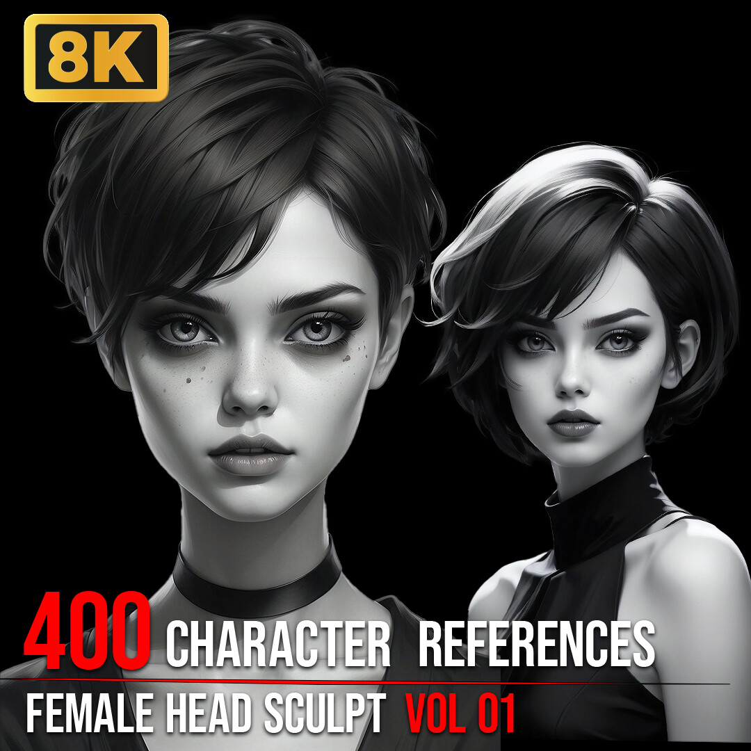 ArtStation - 400 Female Head Sculpture Reference Photos - VOL 01 | 8K