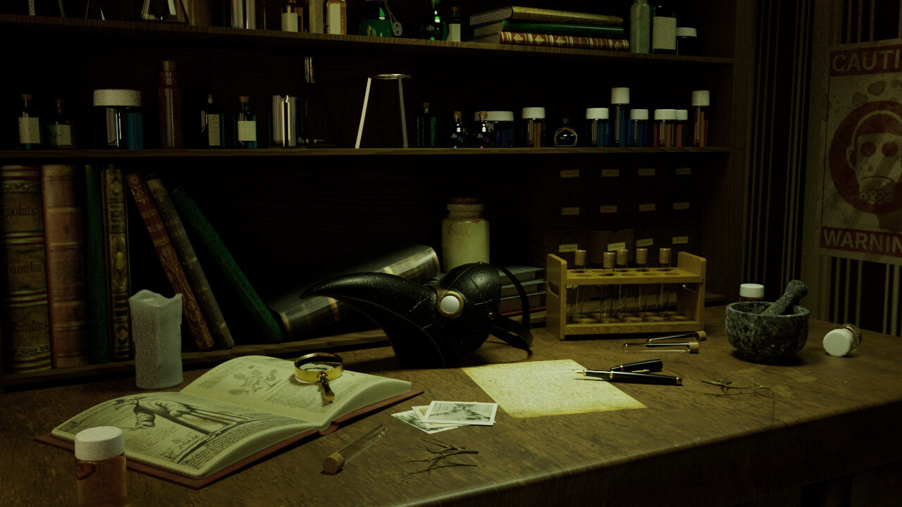 ArtStation - The Plague Doctor's Research Lab - Texturing
