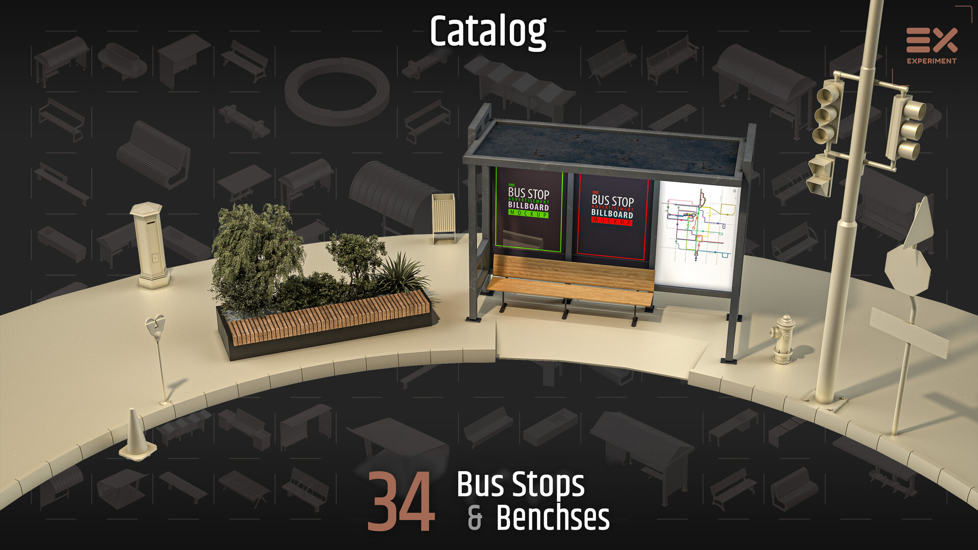 ArtStation - 34 Bus Stops & Benches