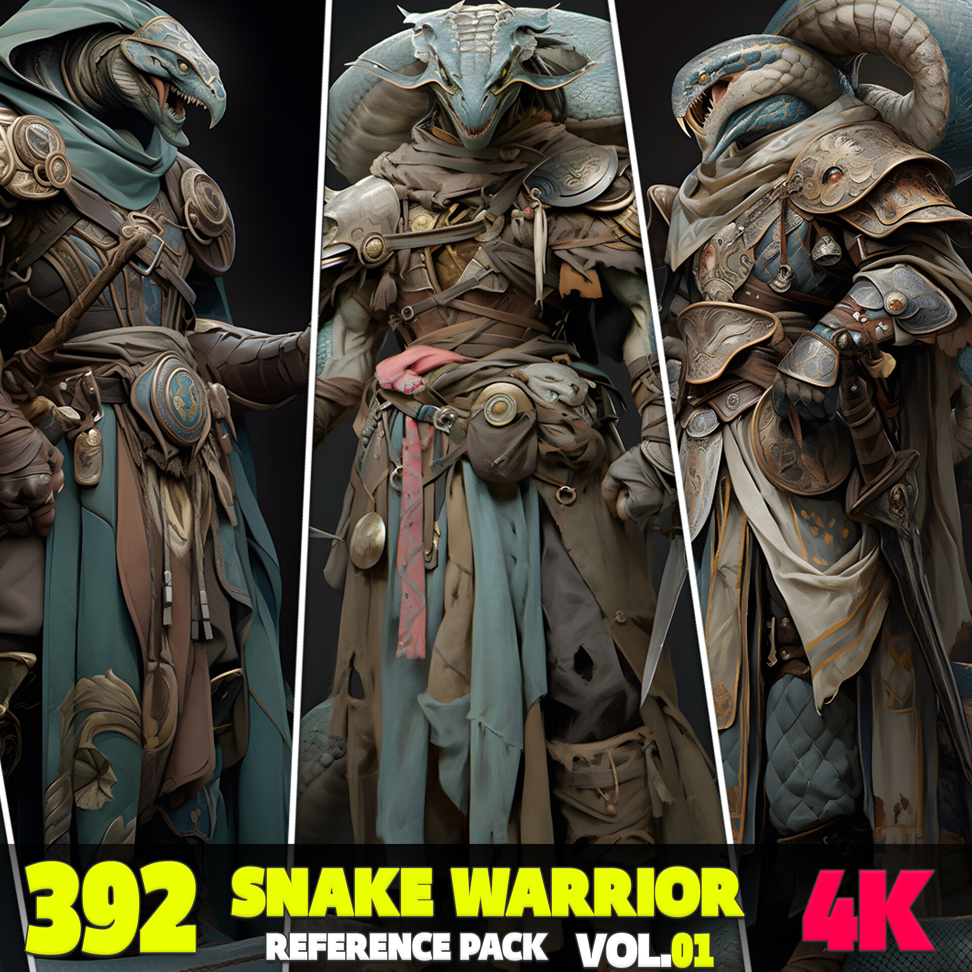 ArtStation - 392 4K Snake Warrior Reference Pack Vol.01