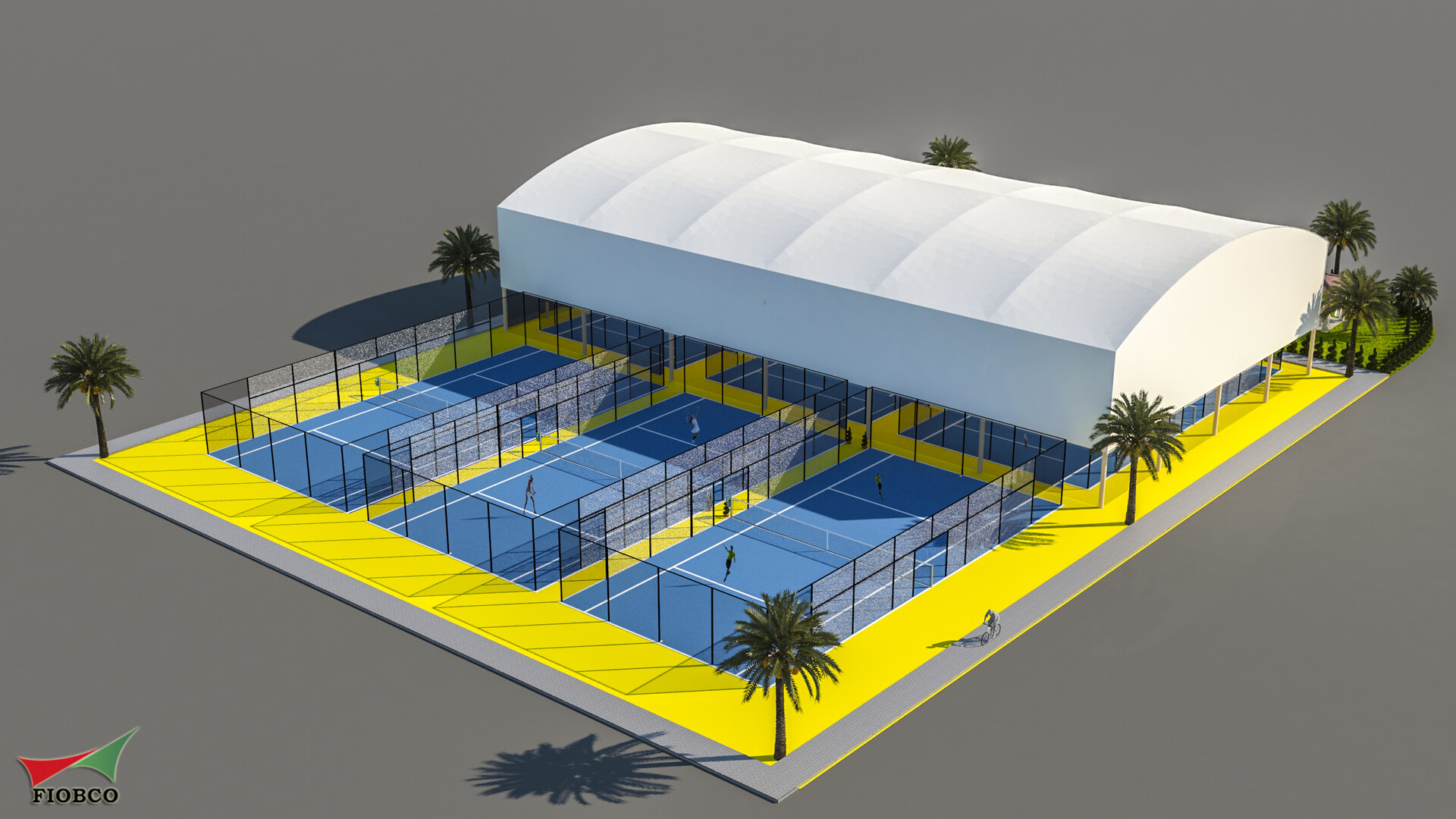 ArtStation - Tennis courts open and shaded Concept