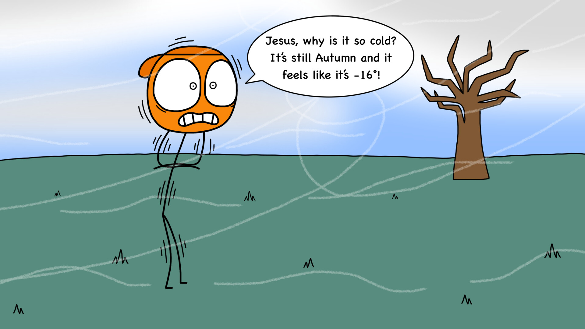 ArtStation - Marvin shivering through a chilly fall