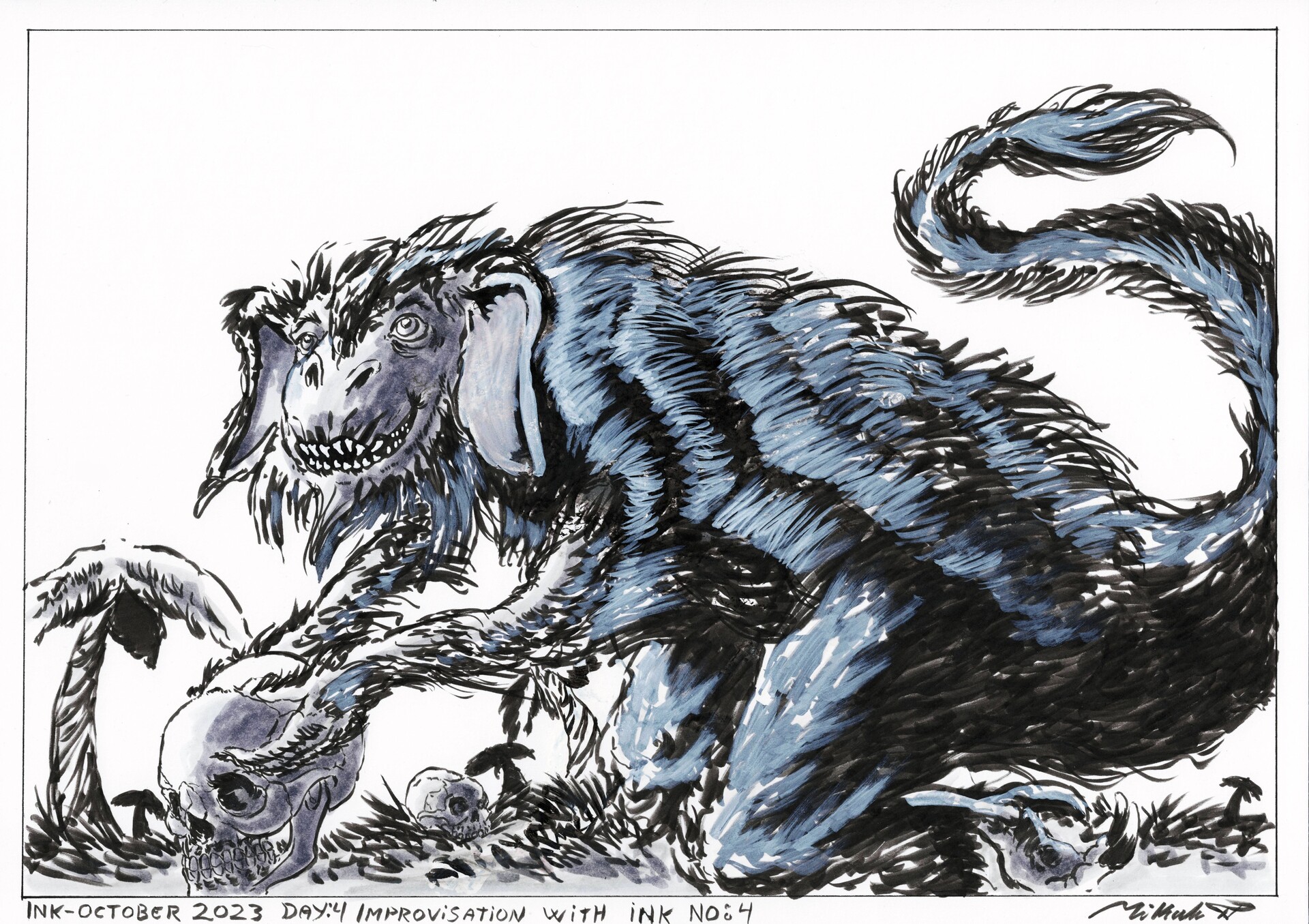 ArtStation - Ink-october 2023 no: 4 Improvisation with ink no: 4