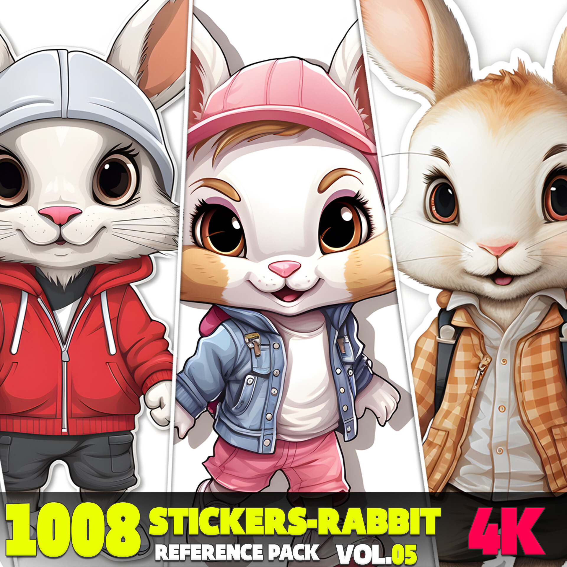 ArtStation - 1008 4K Stickers-Rabbit Reference Pack Vol.05