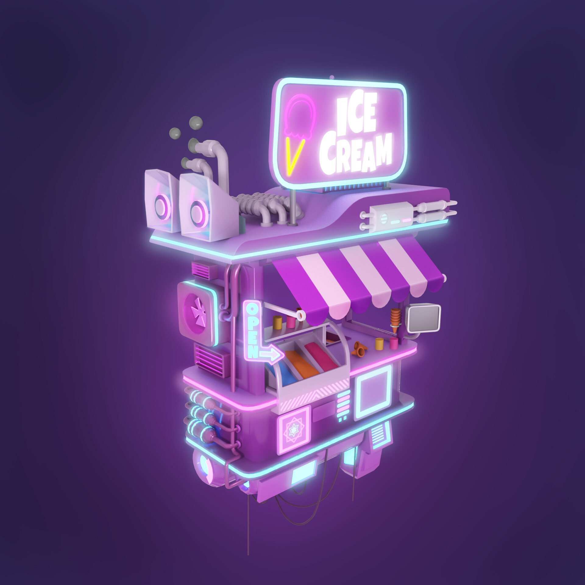 ArtStation - Stylized Ice cream truck