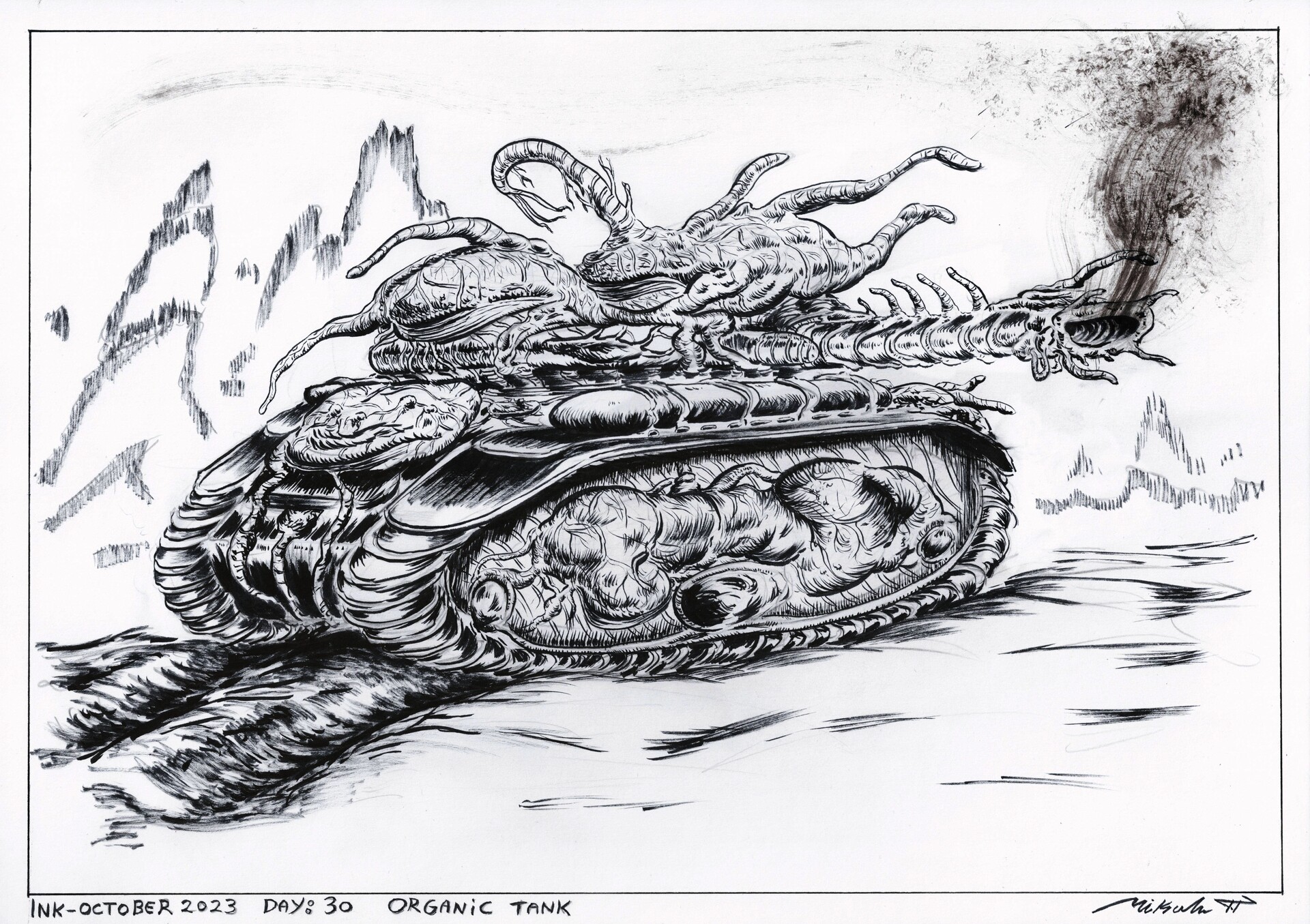 ArtStation - Ink-october 2023 no: 30 Organic tank
