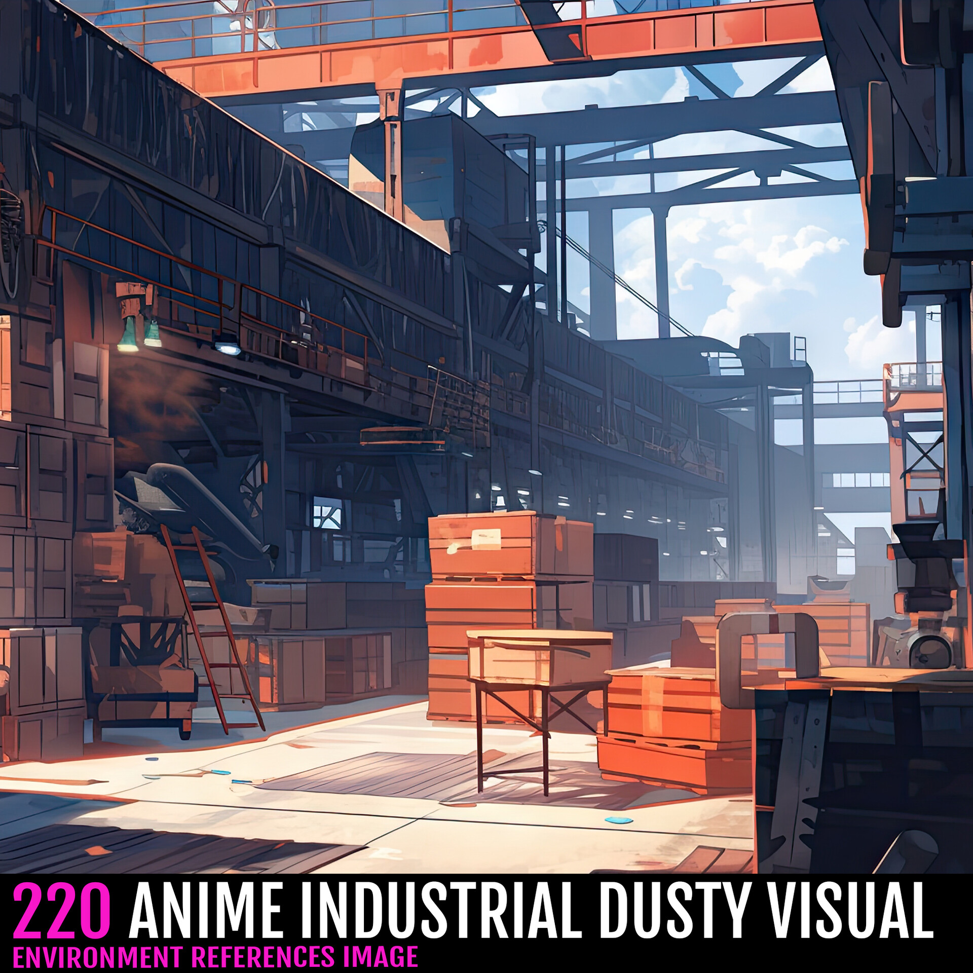 ArtStation - 220 ANIME INDUSTRIAL DUSTY VISUAL BACKGROUND / 4K