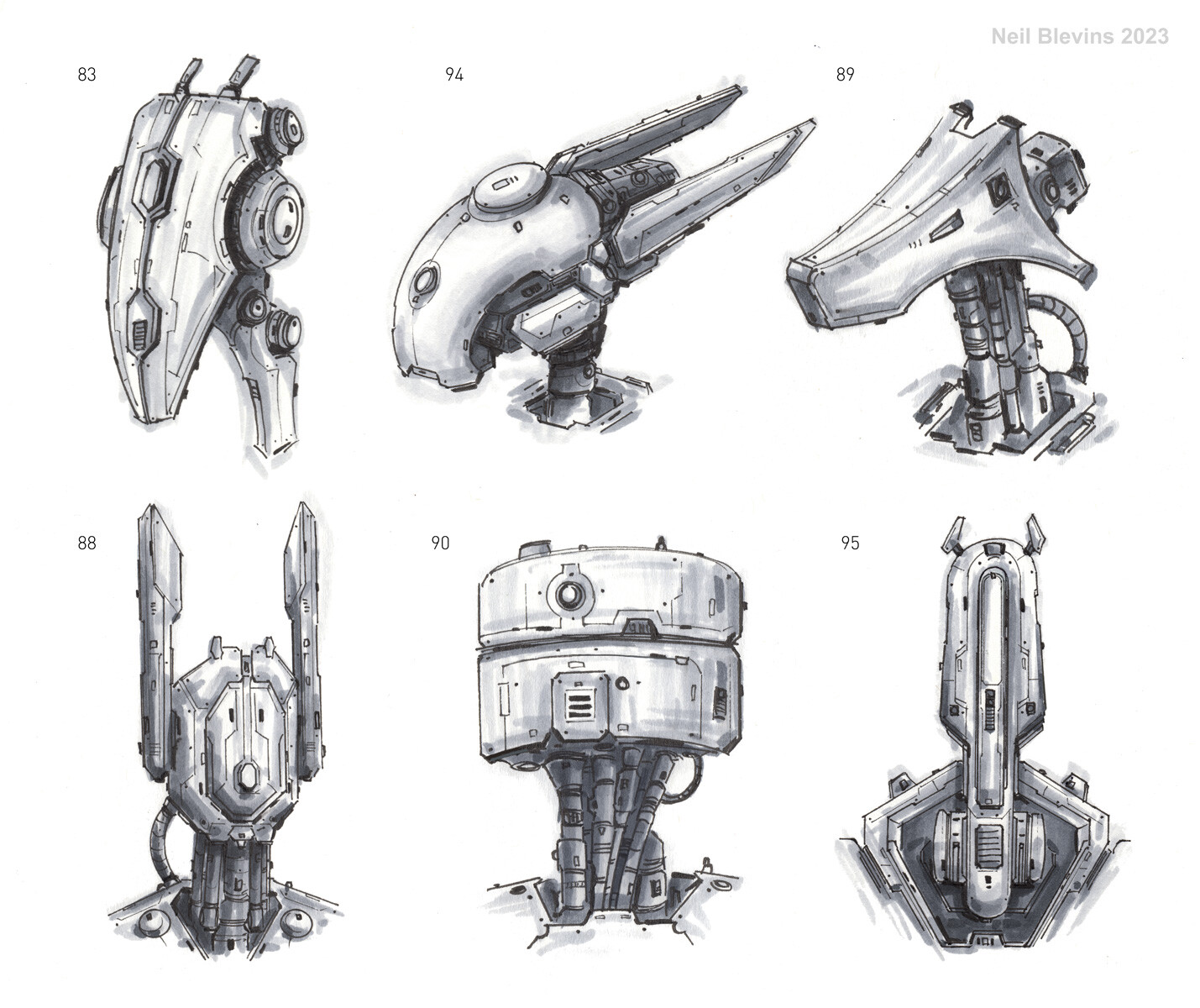 Neil Blevins - Robot Head Doodles 2023