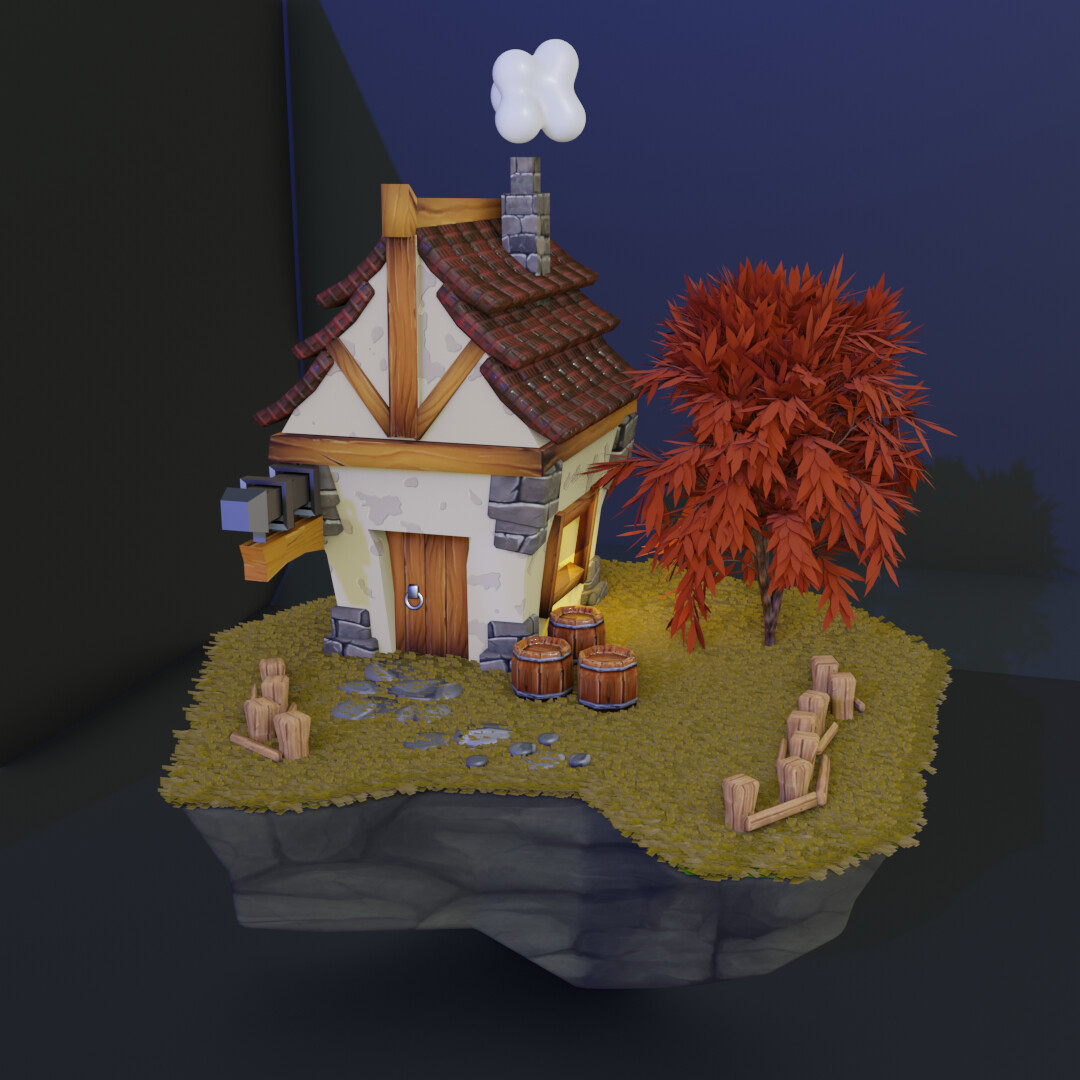 ArtStation - a house on a rock