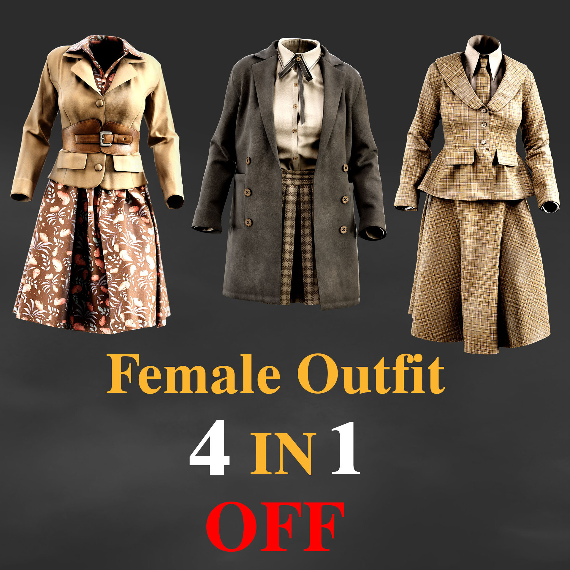ArtStation - 3 Female Outfit /Marvelous Designer / 4k Textures/Smart ...