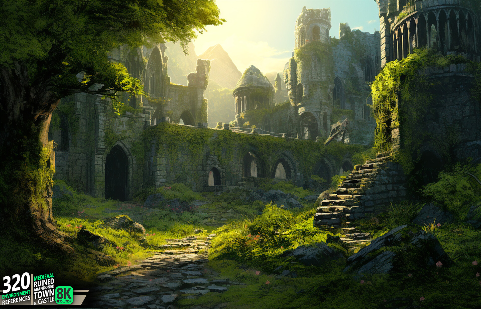 ArtStation - 320 Medieval Ruined Abandoned Town & Castle - Environment ...
