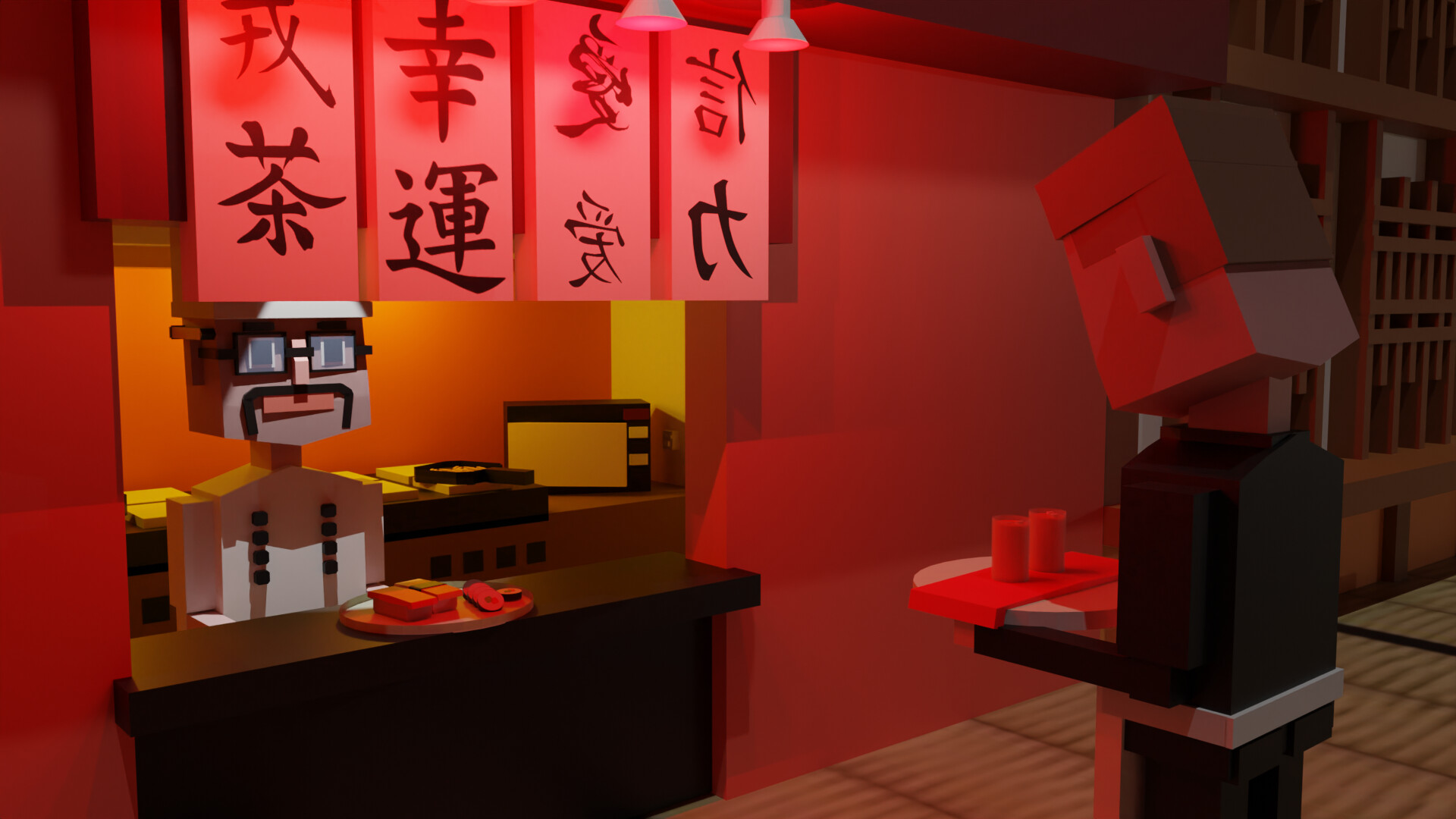 ArtStation - Low Poly Sushi Restaurant